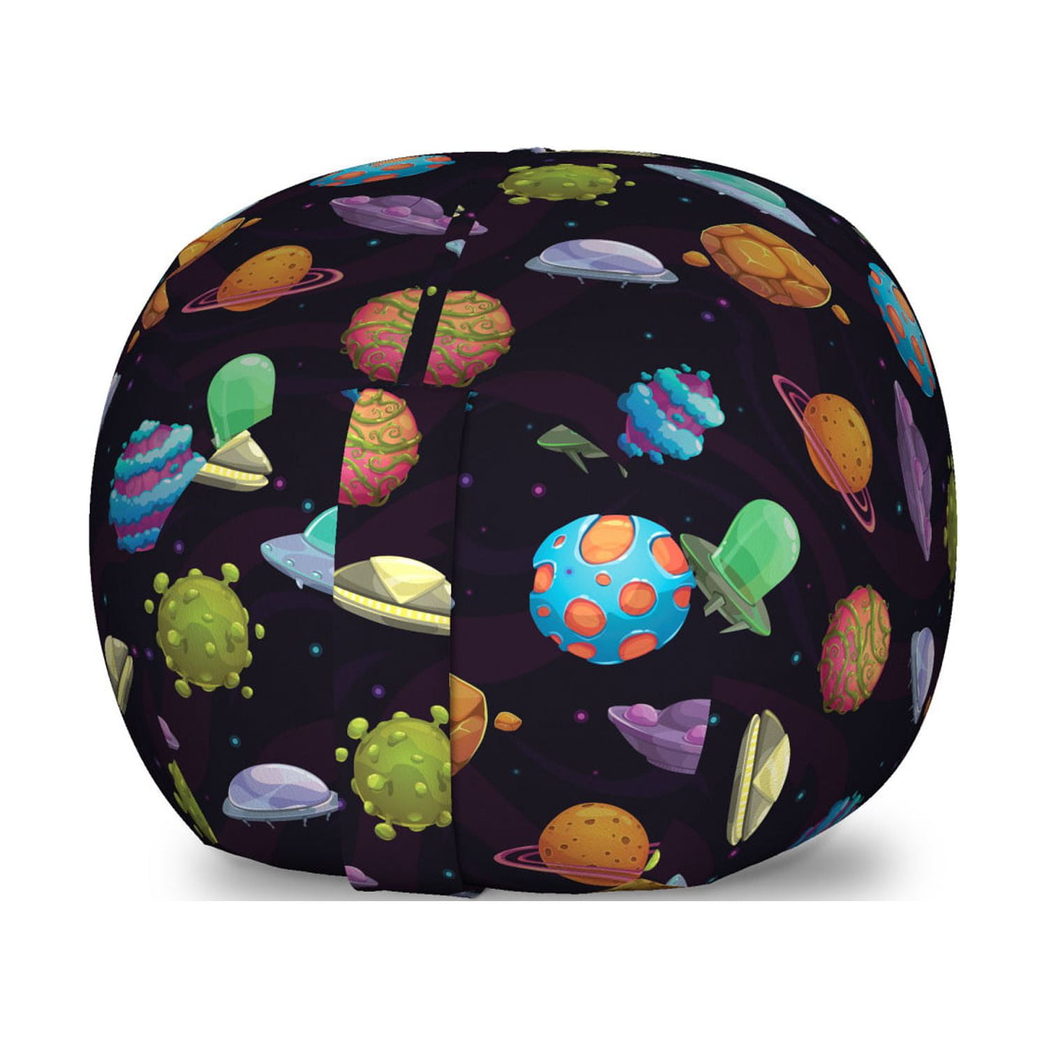 Space Storage Toy Bag Chair, UFOs and Planets Gas Giant Alien ...