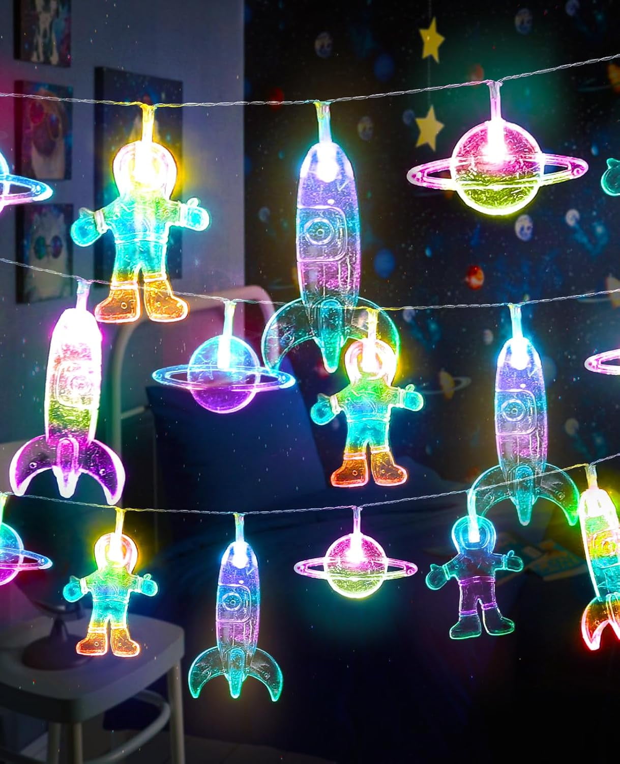 Space String Lights, LED Color-Changing Fairy Lights with Battery&USB ...