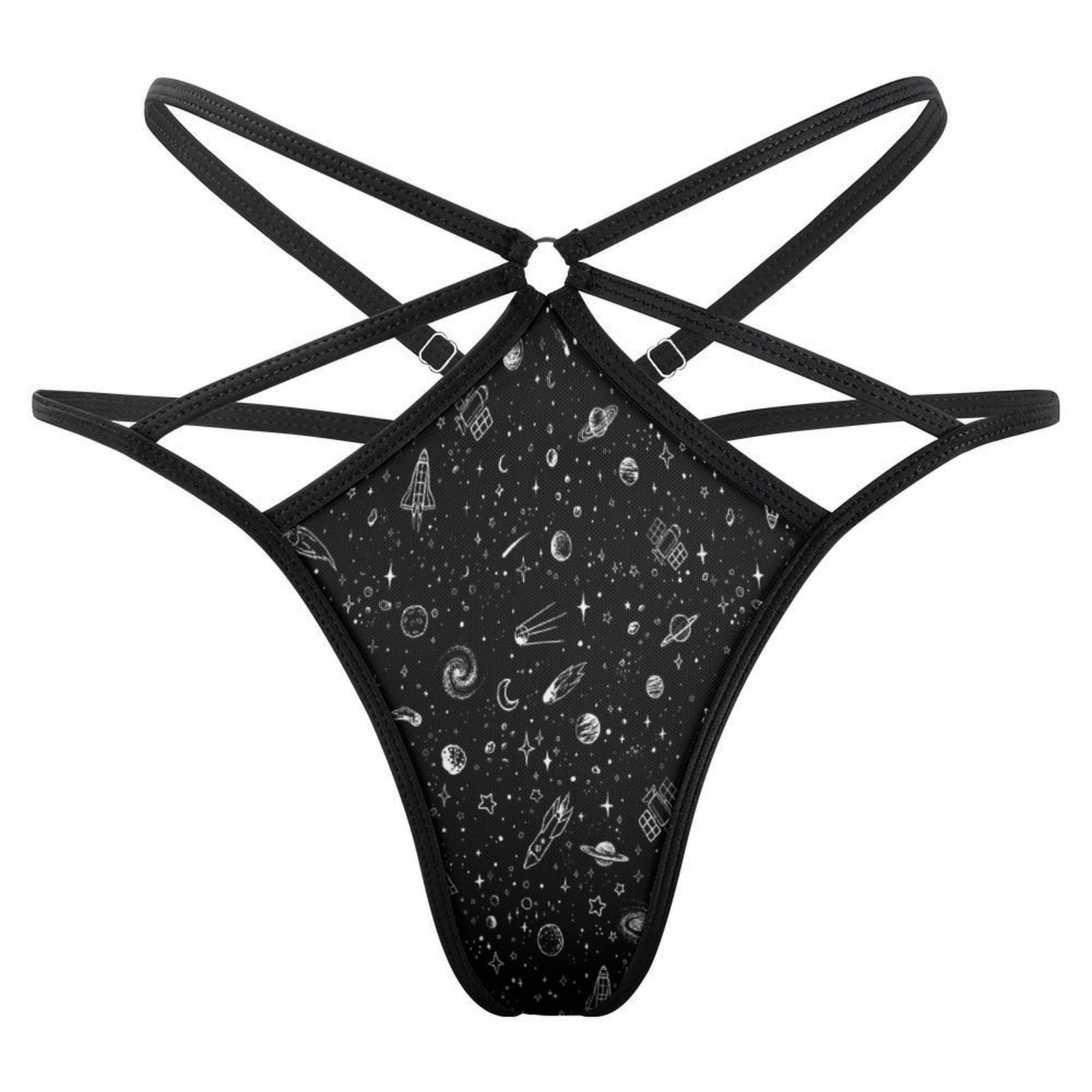 Space Stuff Planets Satellite Stars Open Type Women's Panties Crotch Opening G-strings Thongs ...