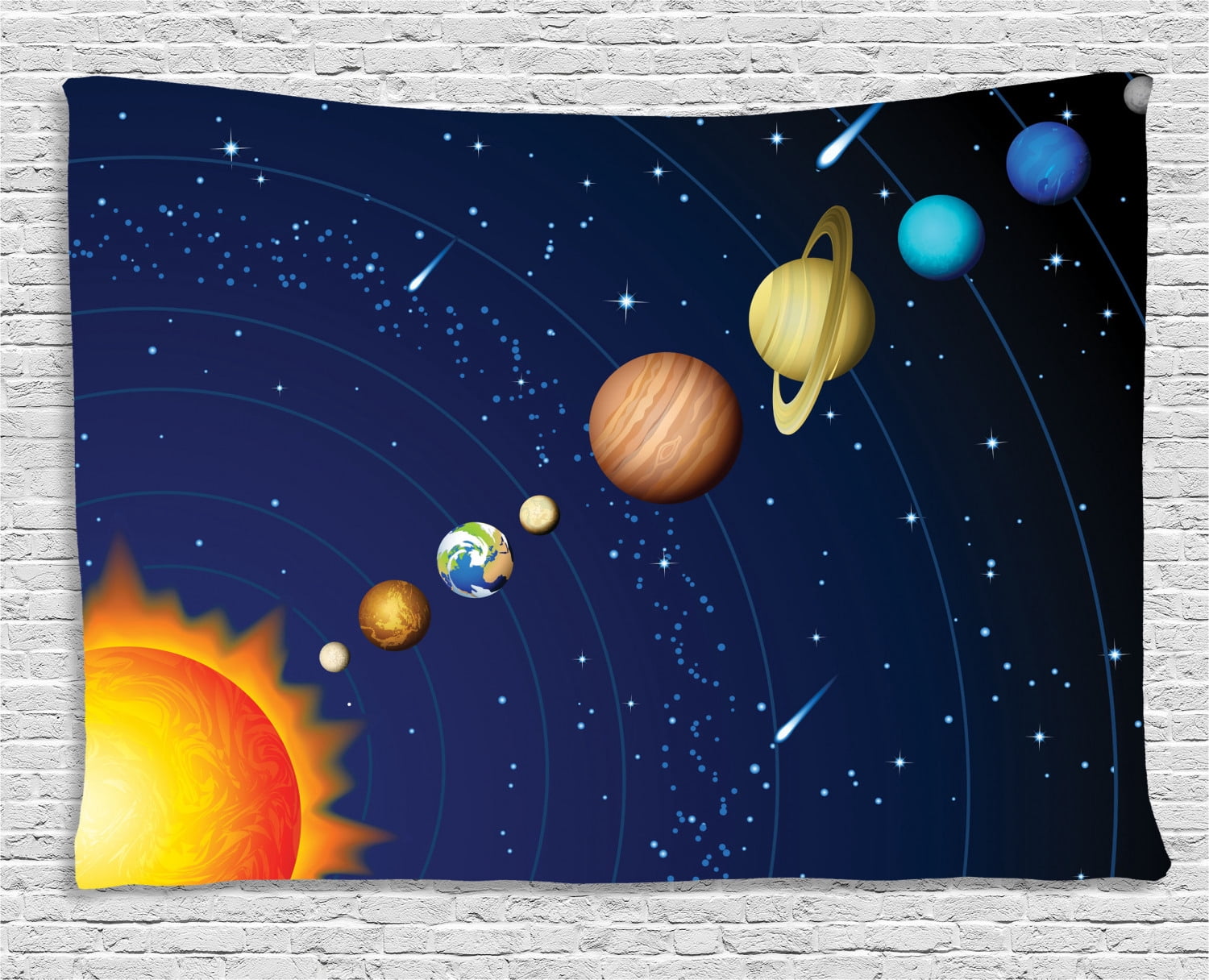 Space Tapestry, Solar System with Sun Uranus Venus Jupiter Mars Pluto ...