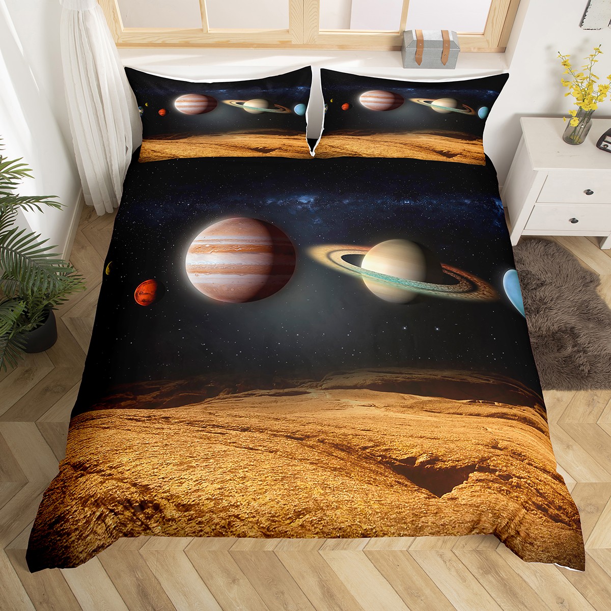Space Theme Bedding Set King Outer Space Duvet Cover for Girls Boys ...