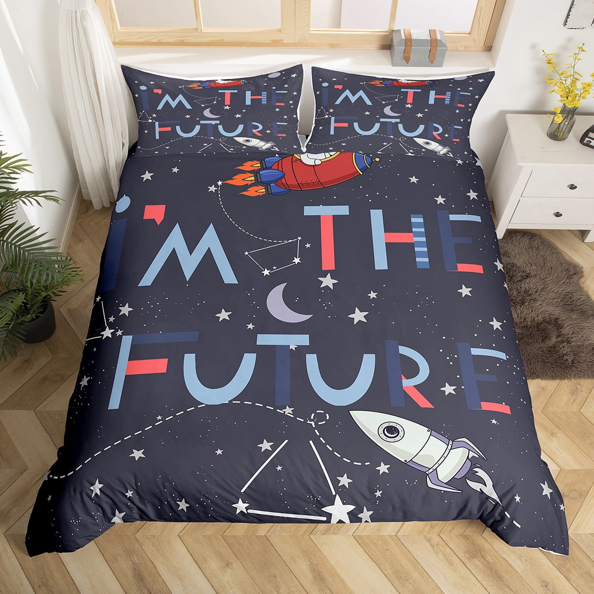 Space Theme Bedding Set King Size Galaxy Duvet Cover for Boys Girls ...