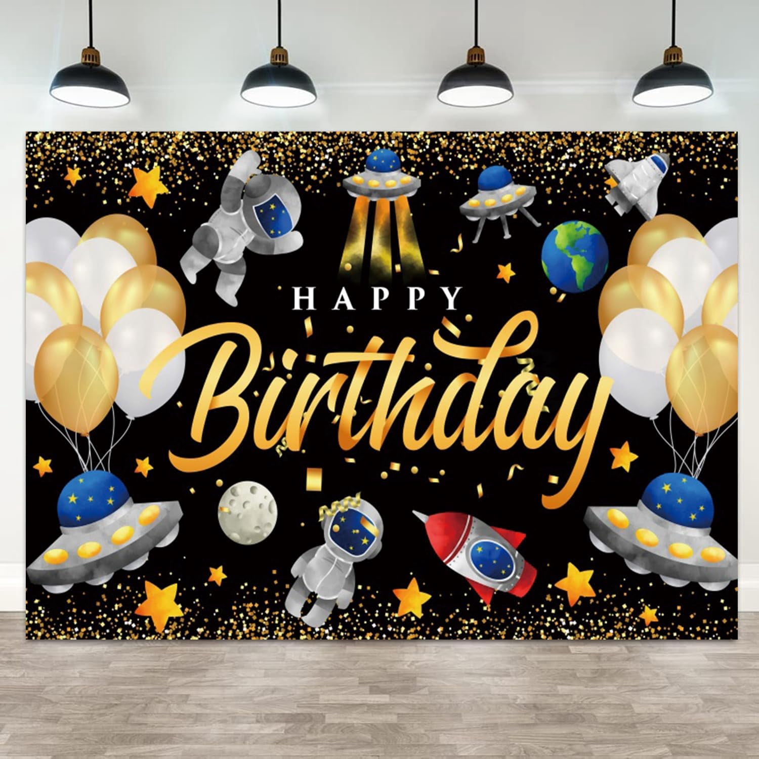 Space Theme Birthday Backdrop Galaxy Adventure Wall Decor for Kids ...
