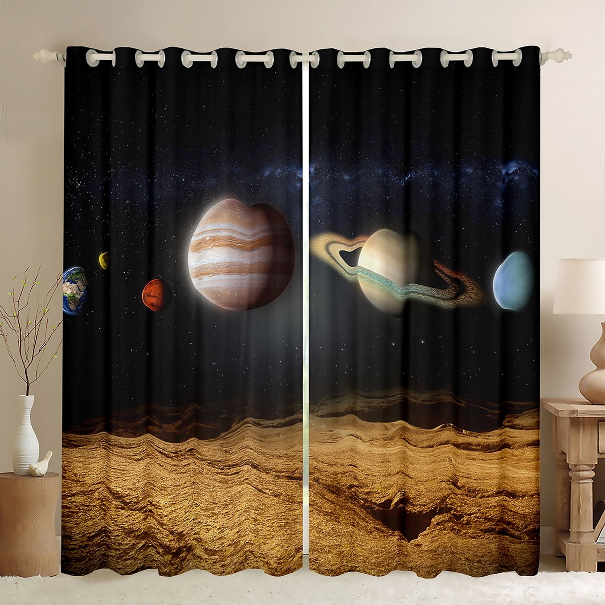 Space Theme Blackout Curtains Outer Space Curtains for Girls Boys ...