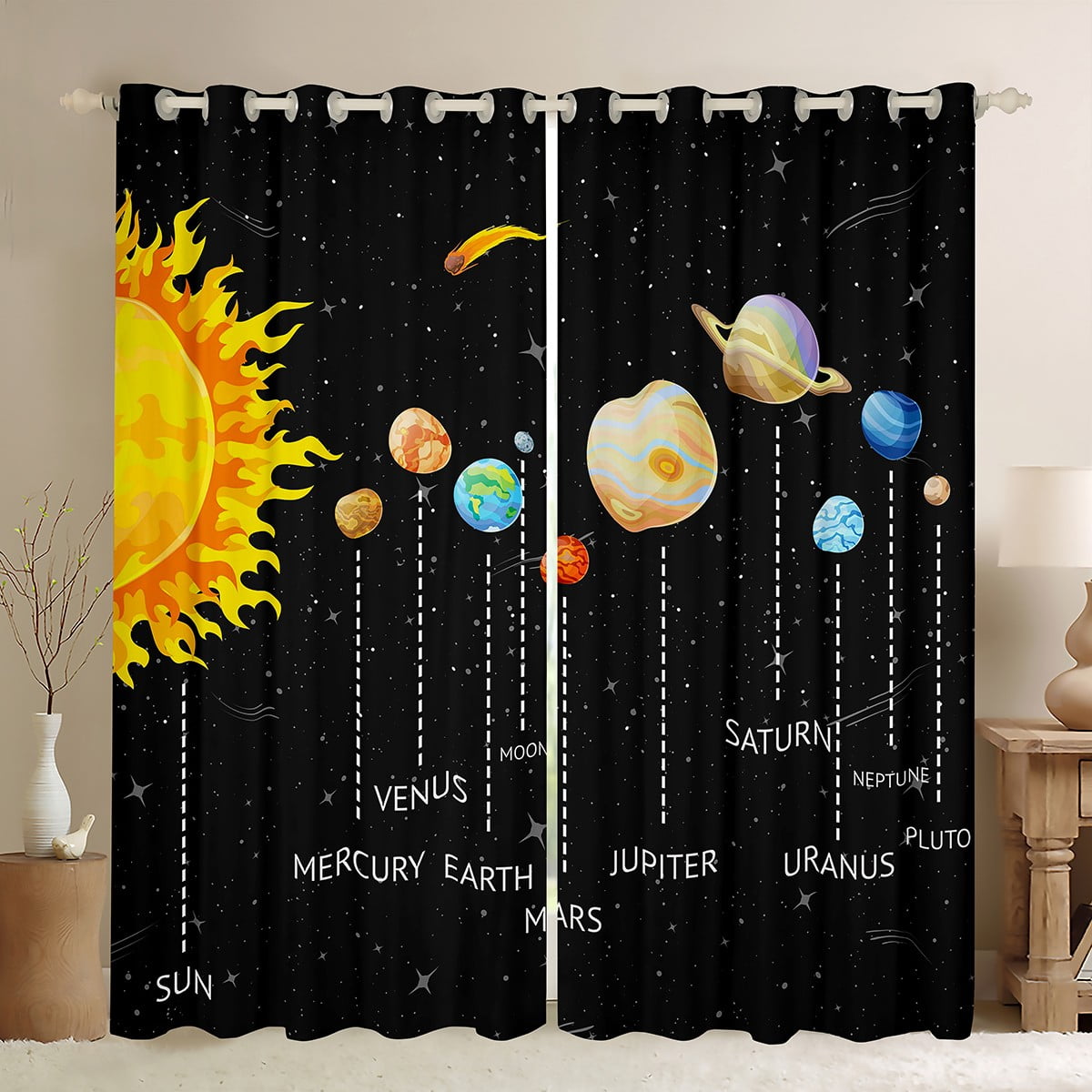 Space Theme Blackout Curtains Universe Themed Curtains, Solar System ...