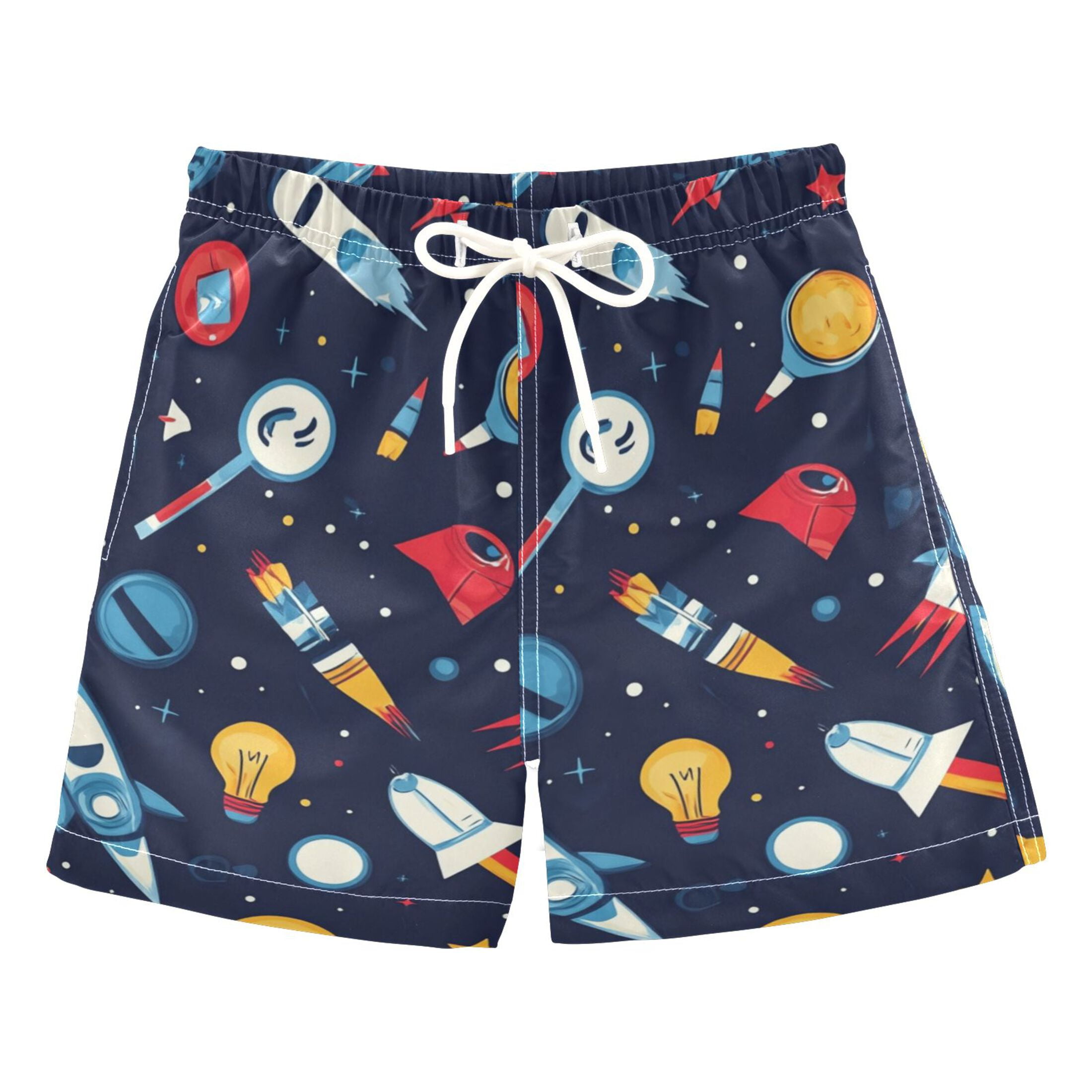 Space Theme Cartoon Planet Rocket Boys Swim Trunks Quick Dry Boy Swim ...