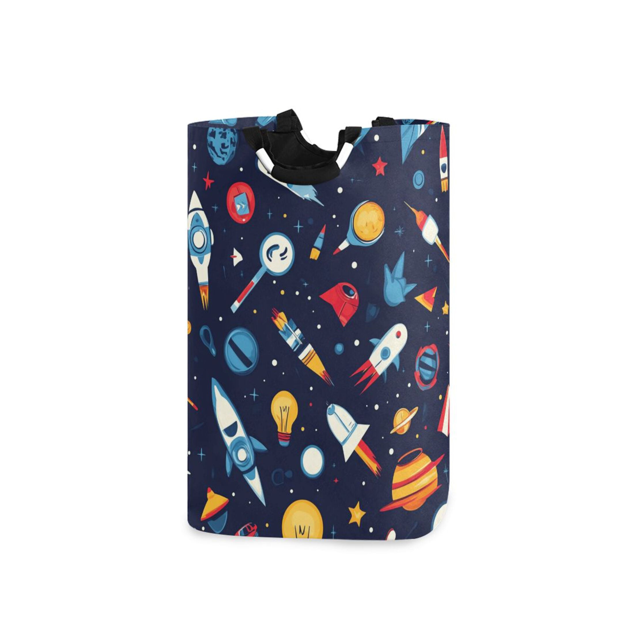 Space Theme Cartoon Planet Rocket Laundry Basket with Handles 50L ...