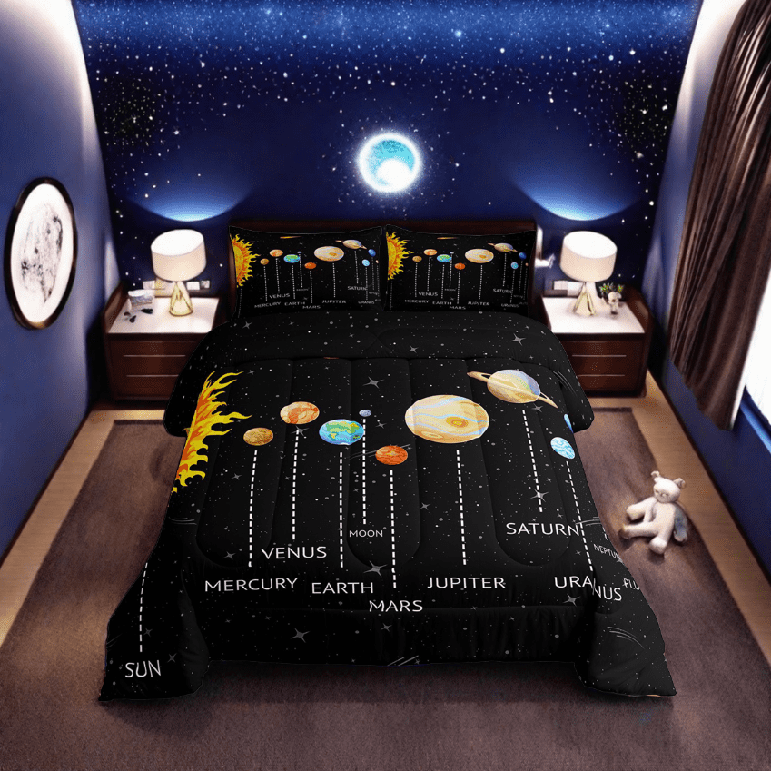 Space Theme Comforter Set Full Universe Themed Bedding Set, Solar ...
