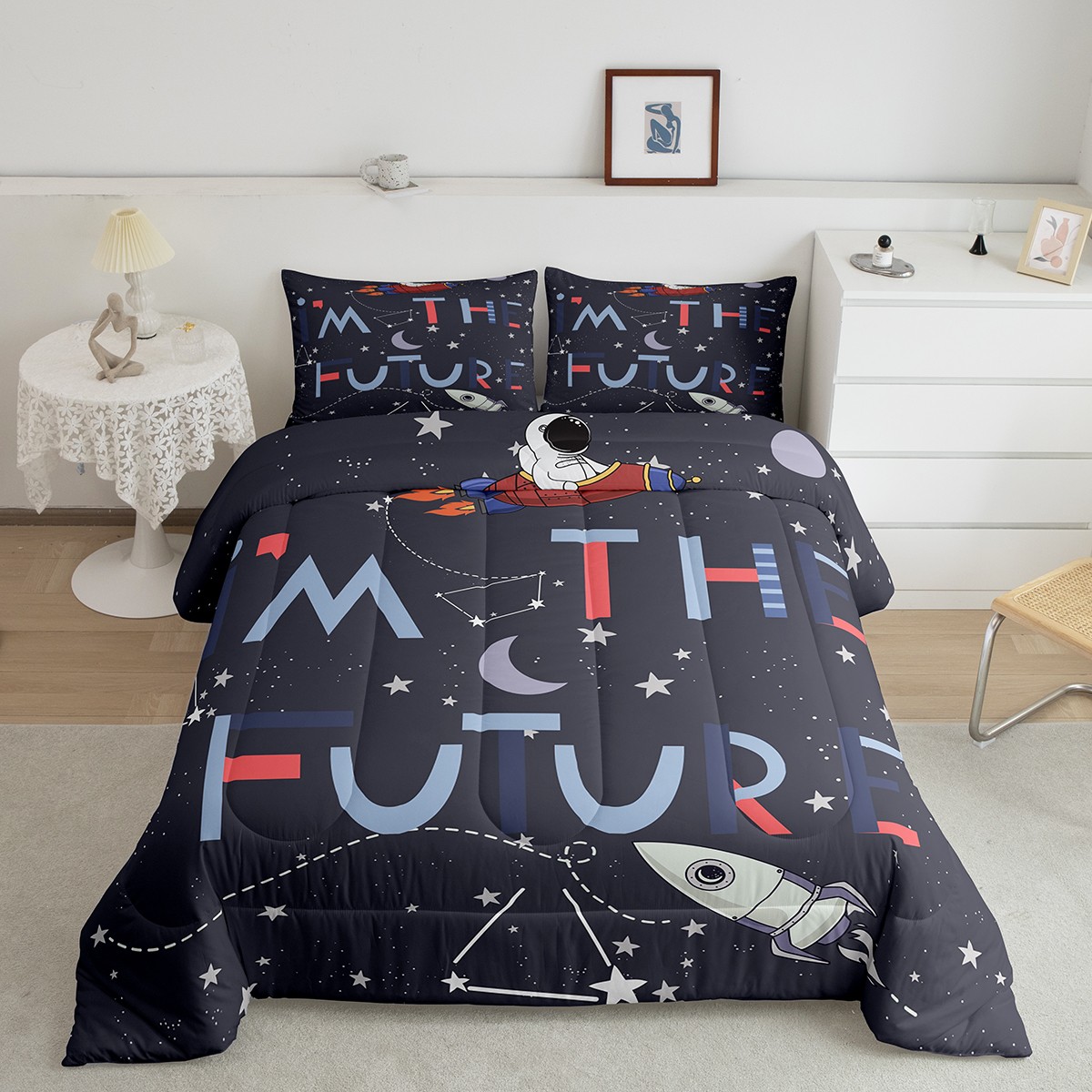 Space Theme Comforter Set Queen Size Galaxy Bedding for Boys Girls ...