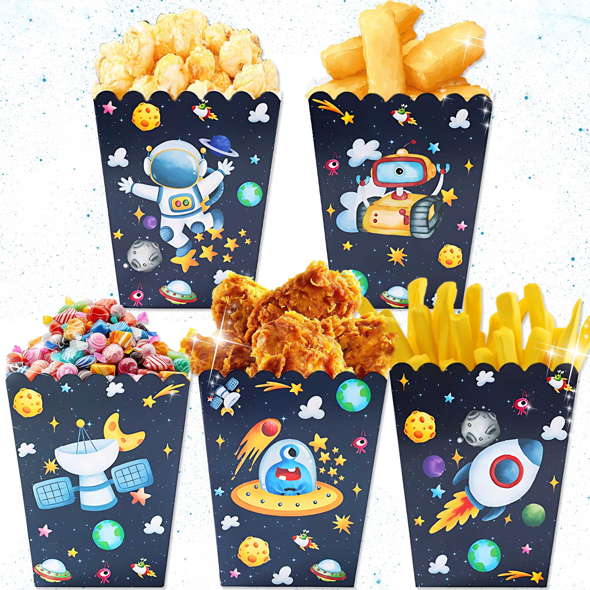 Space Theme Popcorn Buckets 10 Pack - 5 Unique Designs for Party Snack ...