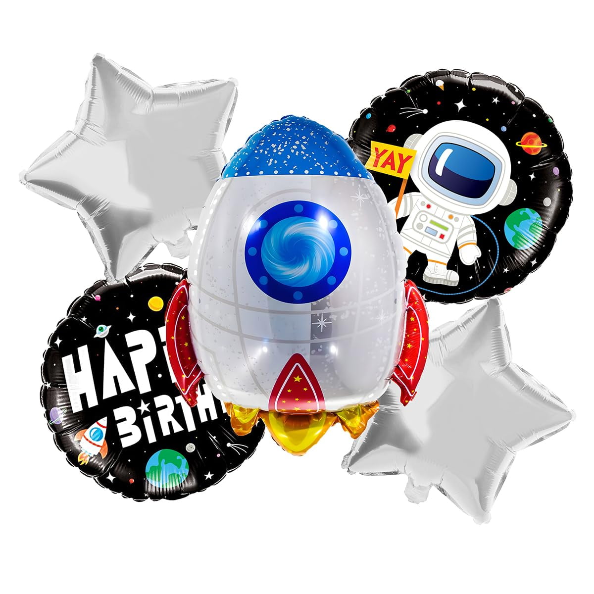 Space Theme Rocket Decorations Foil Balloon Pack Of 5 Set - 1 Pc ...