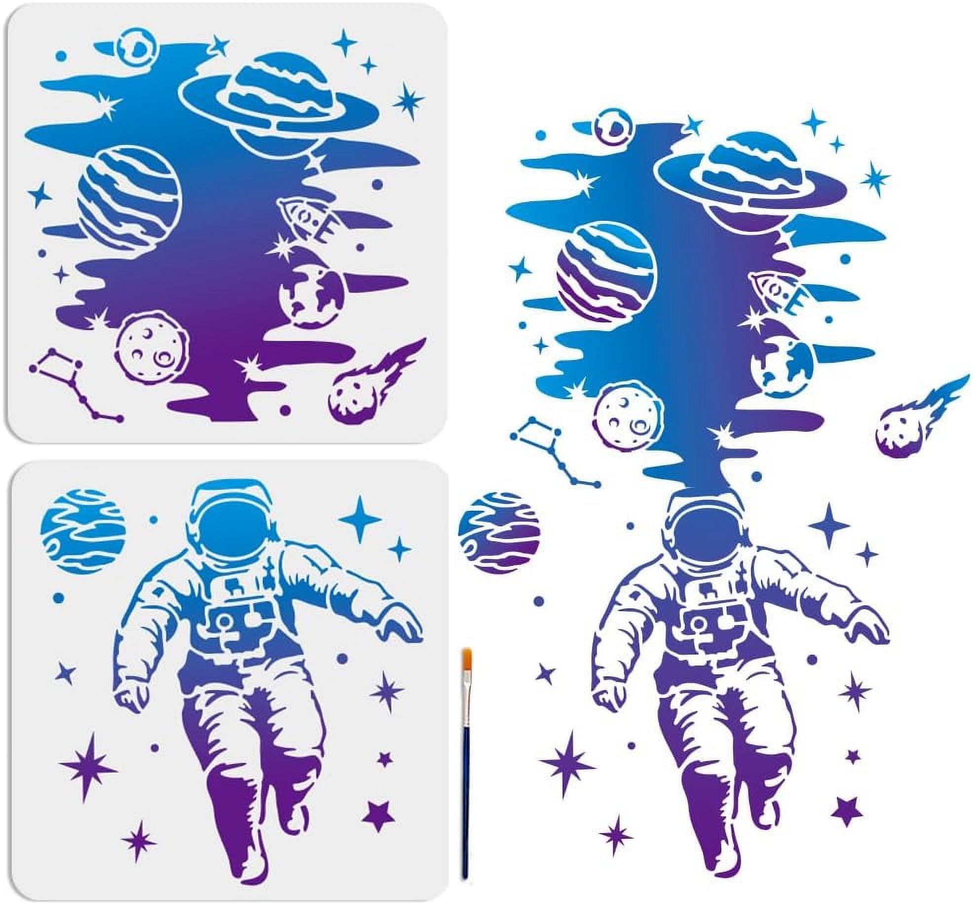 Space Theme Stencil Set 15x22.5 inch Pattern Size 2 Pieces with Paint ...