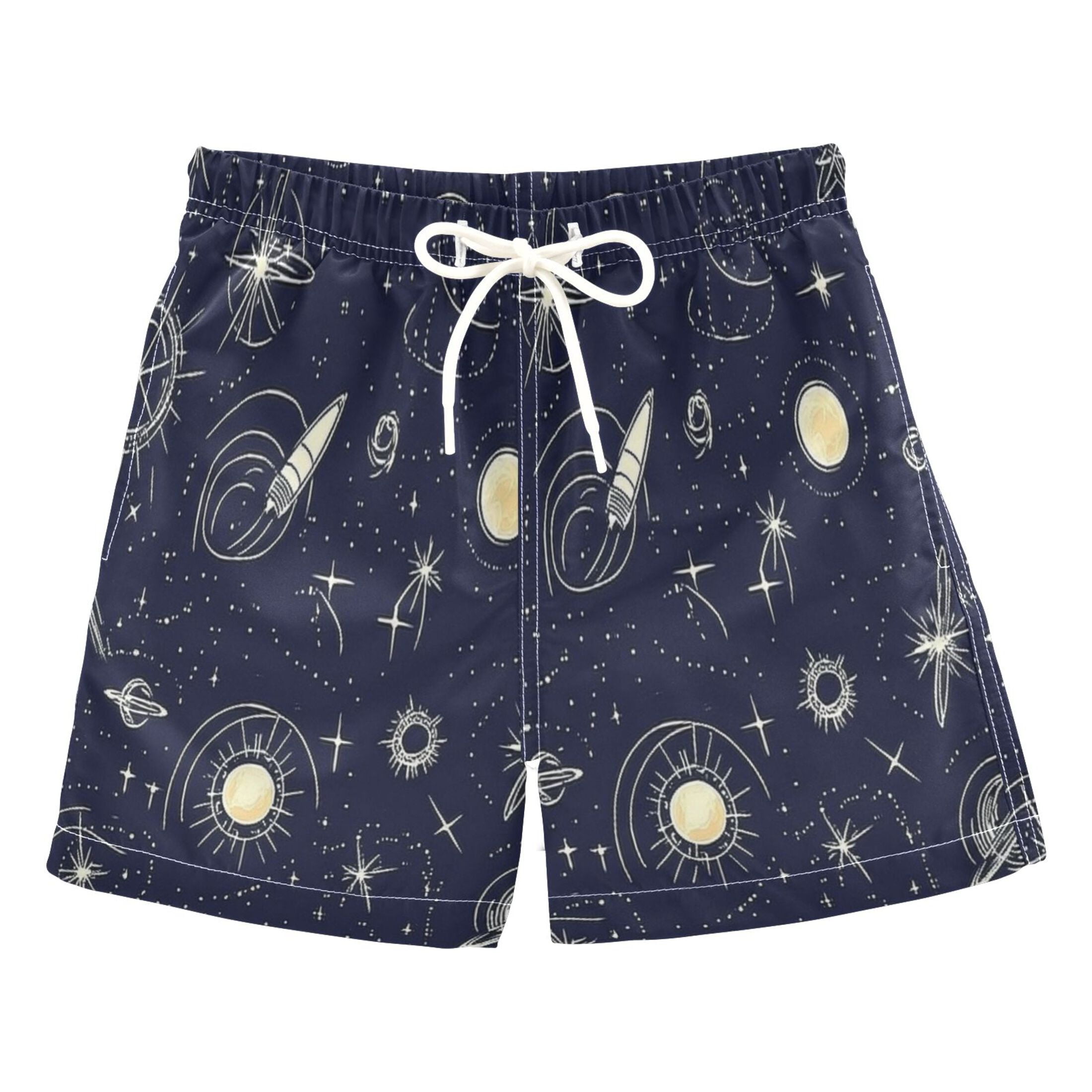 Space Themed Pattern Boys' Swim Trunks Beach Pool Shorts Quick Dry Soft ...