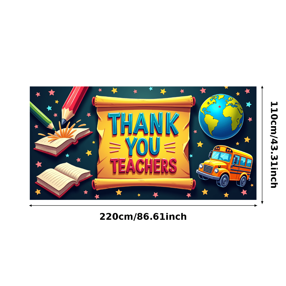 Space Themed Thank You Teachers Banner Backdrop Background Party Decors ...