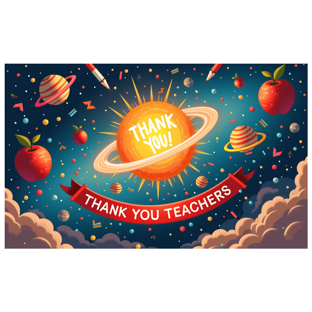 Space Themed Thank You Teachers Banner Backdrop Party Decoration for ...