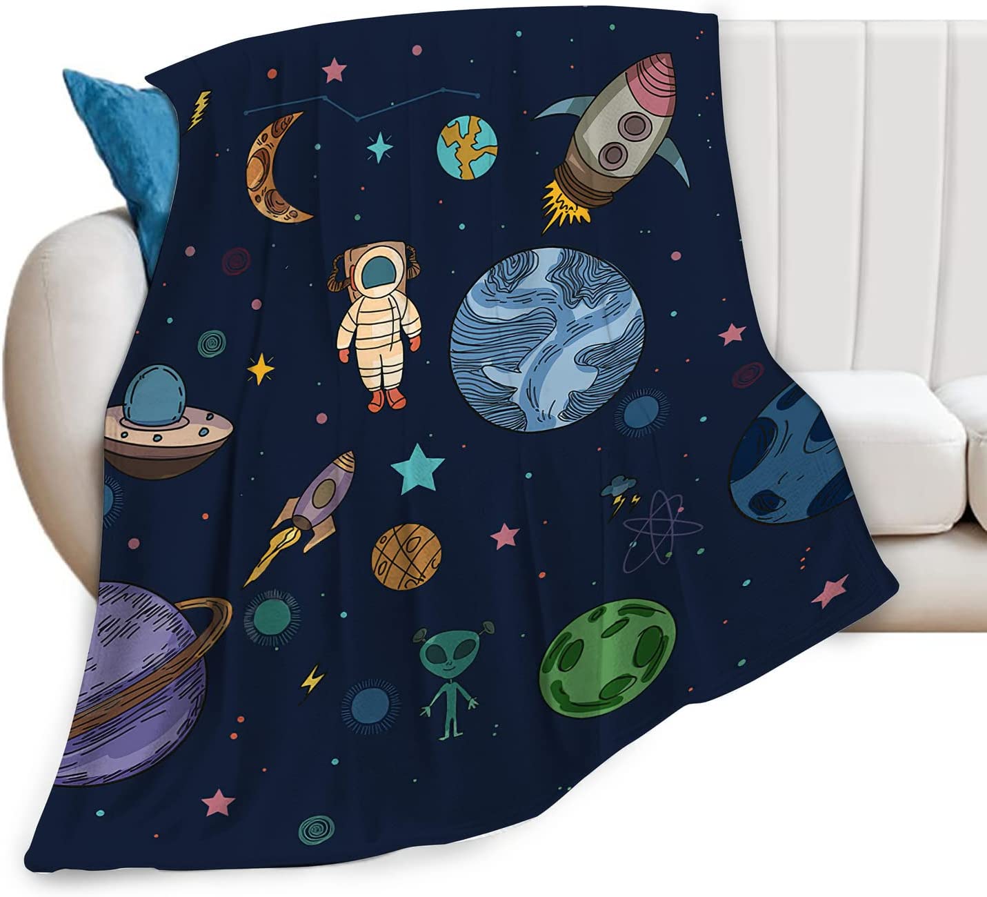 Space Throw Blanket for Boys Kids Gifts Galaxy Planet Design Blanket ...