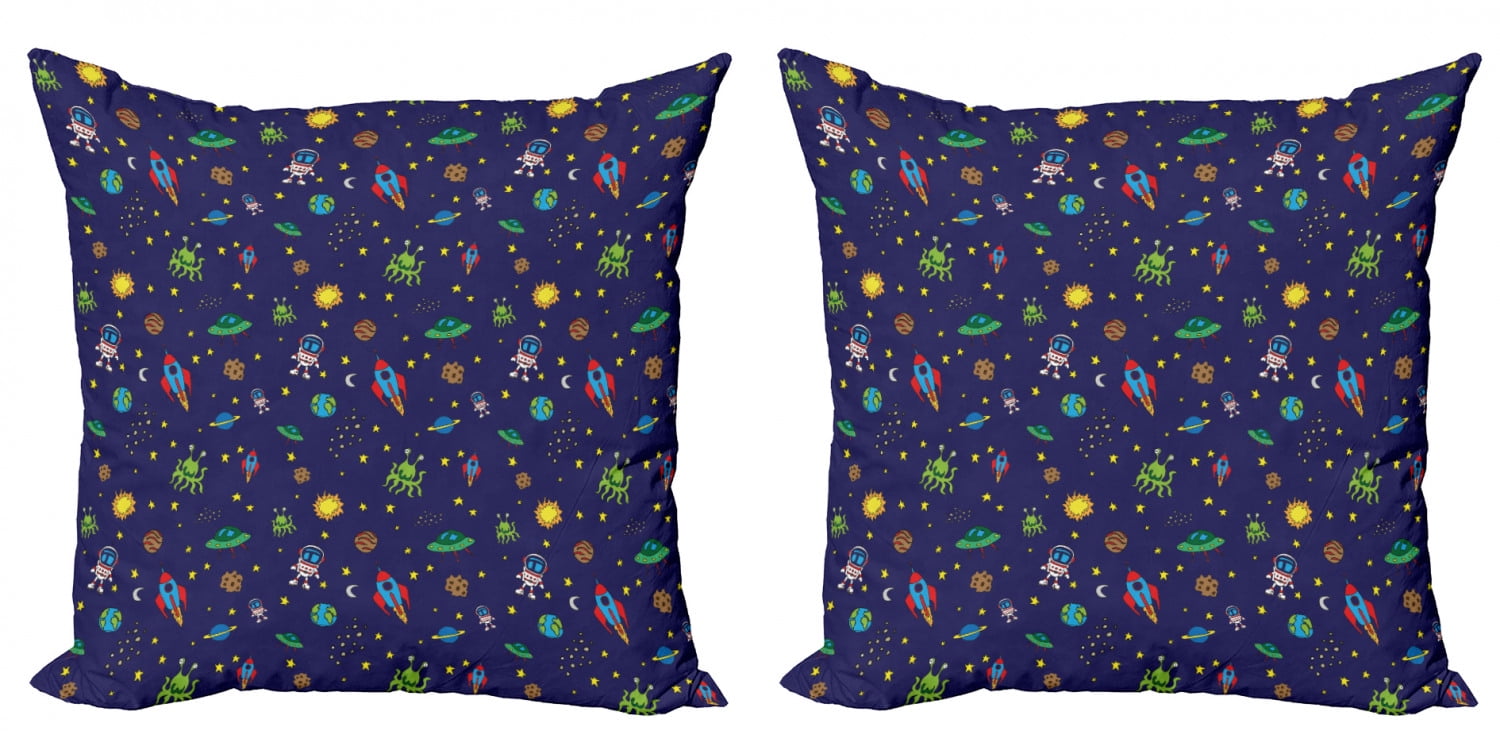 Ambesonne Space Throw Pillow Cover 2 Pack, Doodle Cosmos Elements, 20 ...