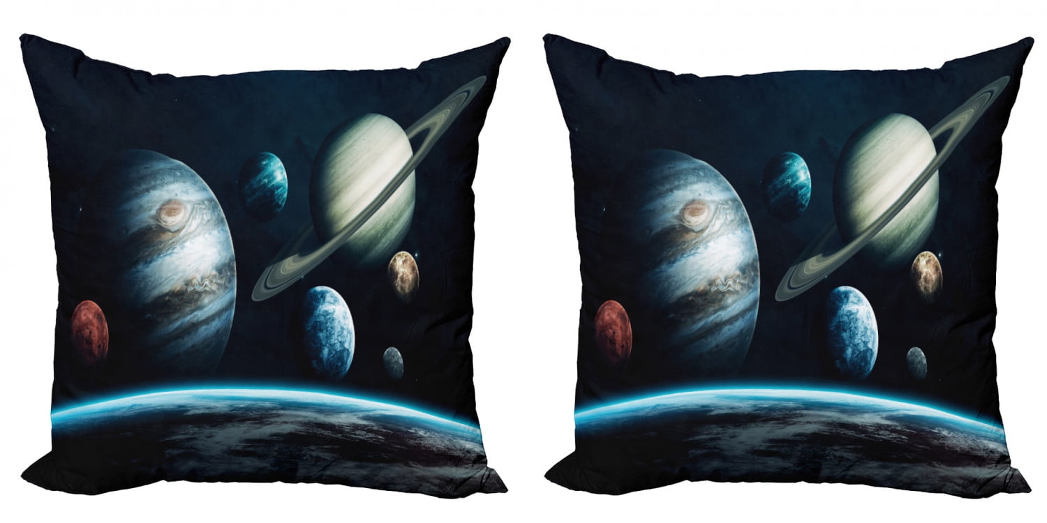 Ambesonne Space Throw Pillow Cover 2 Pack, Planets of the Solar System, 20", Multicolor ...