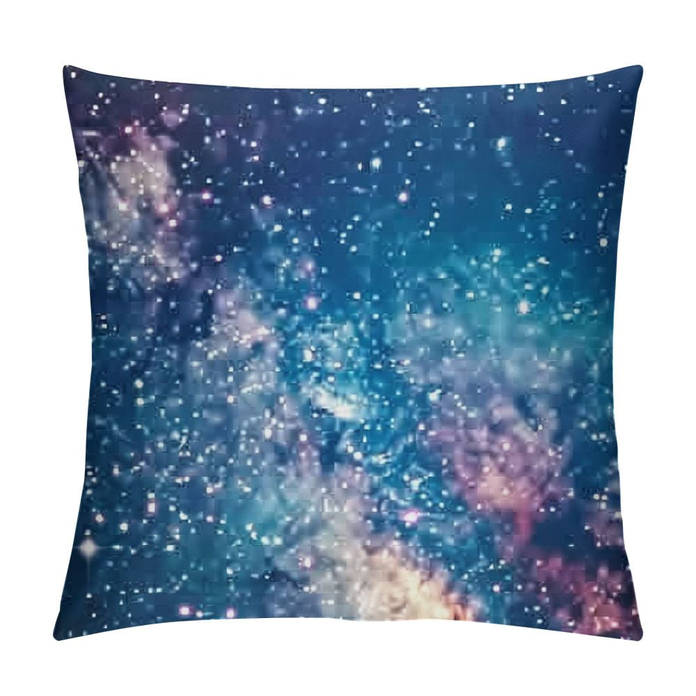 Space Throw Pillow Cushion Cover, Star Clusters Constellation of ...