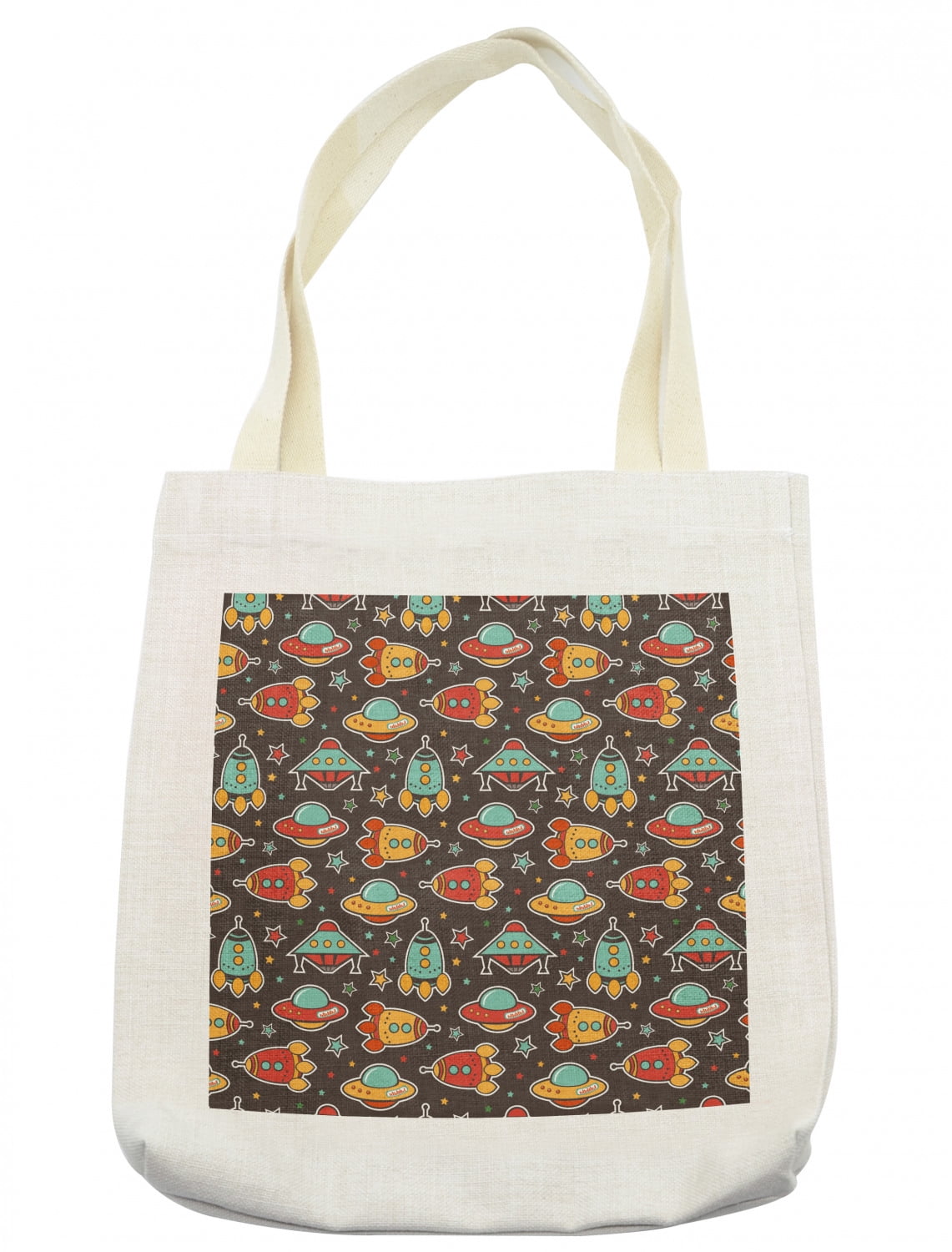 Space Tote Bag, Outer Space Elements Rockets UFO and Crafts Stars ...