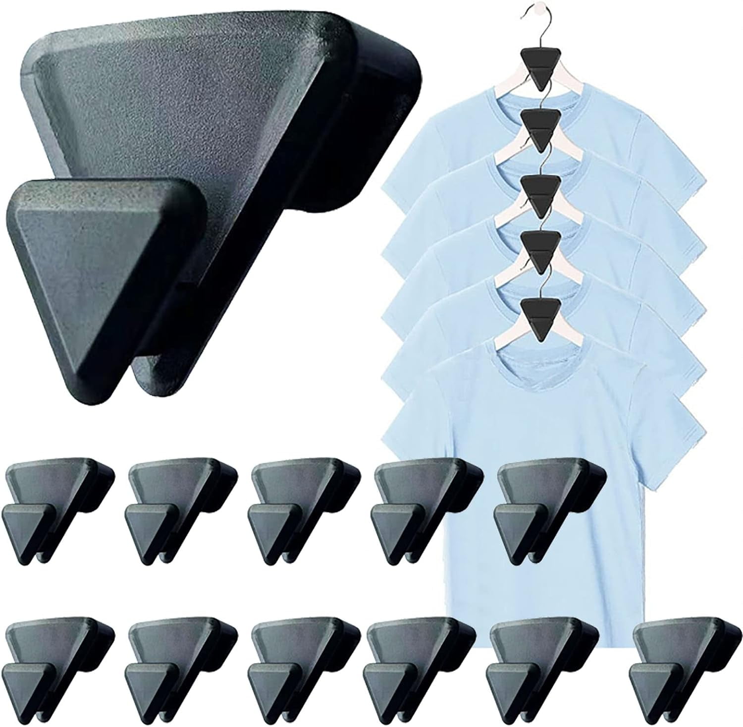 Space Triangles Hanger Hooks, 12pcs Triple Closet Space Hanger Hooks ...