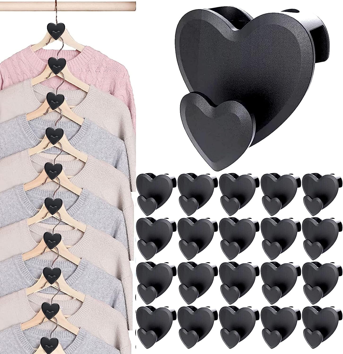 Space Triangles for Hangers, 20 Pcs Hanger Hooks for Clothes Hanger ...
