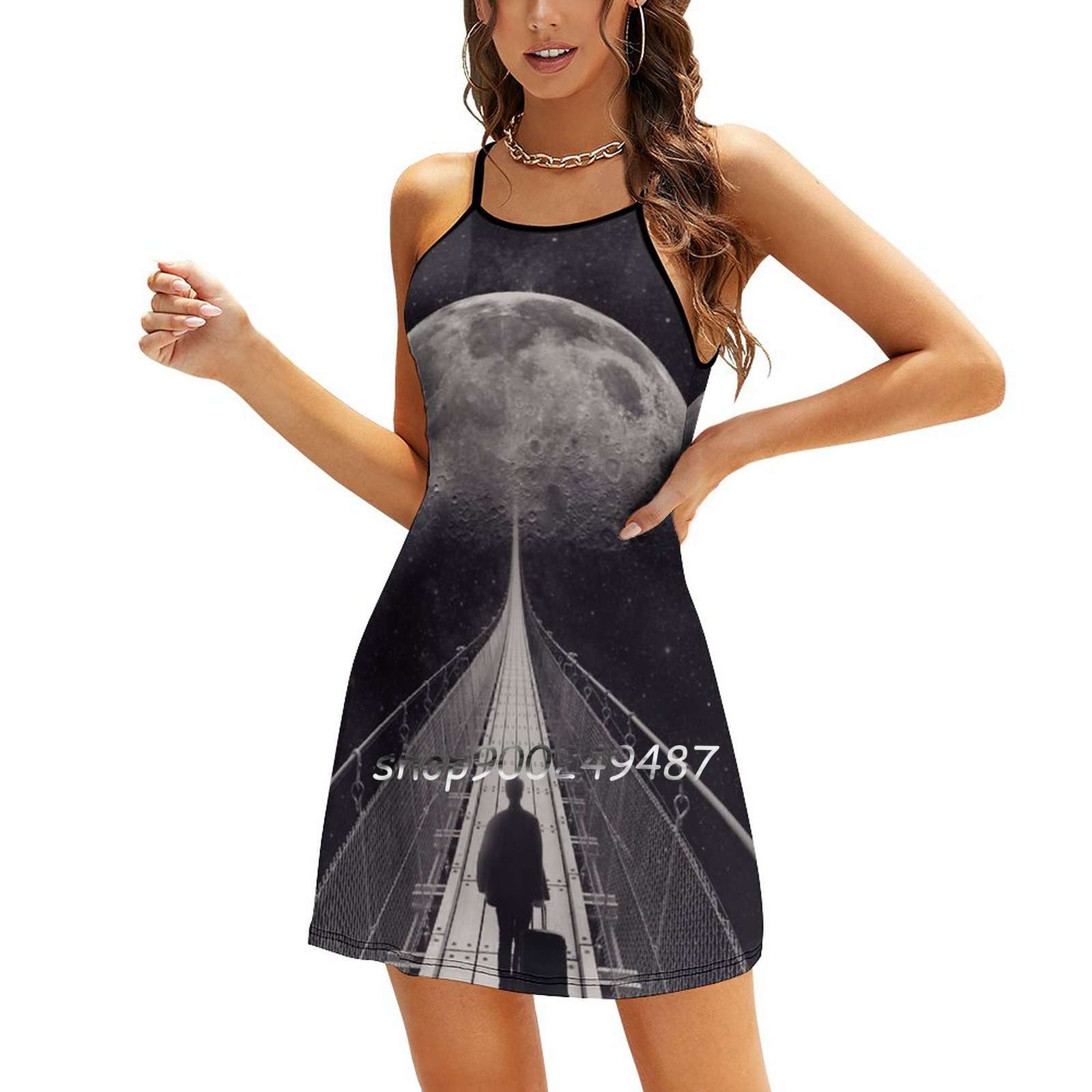 Space Trip Evening Party Dresses Midi Sexy Dress Female Sweet One Piece ...