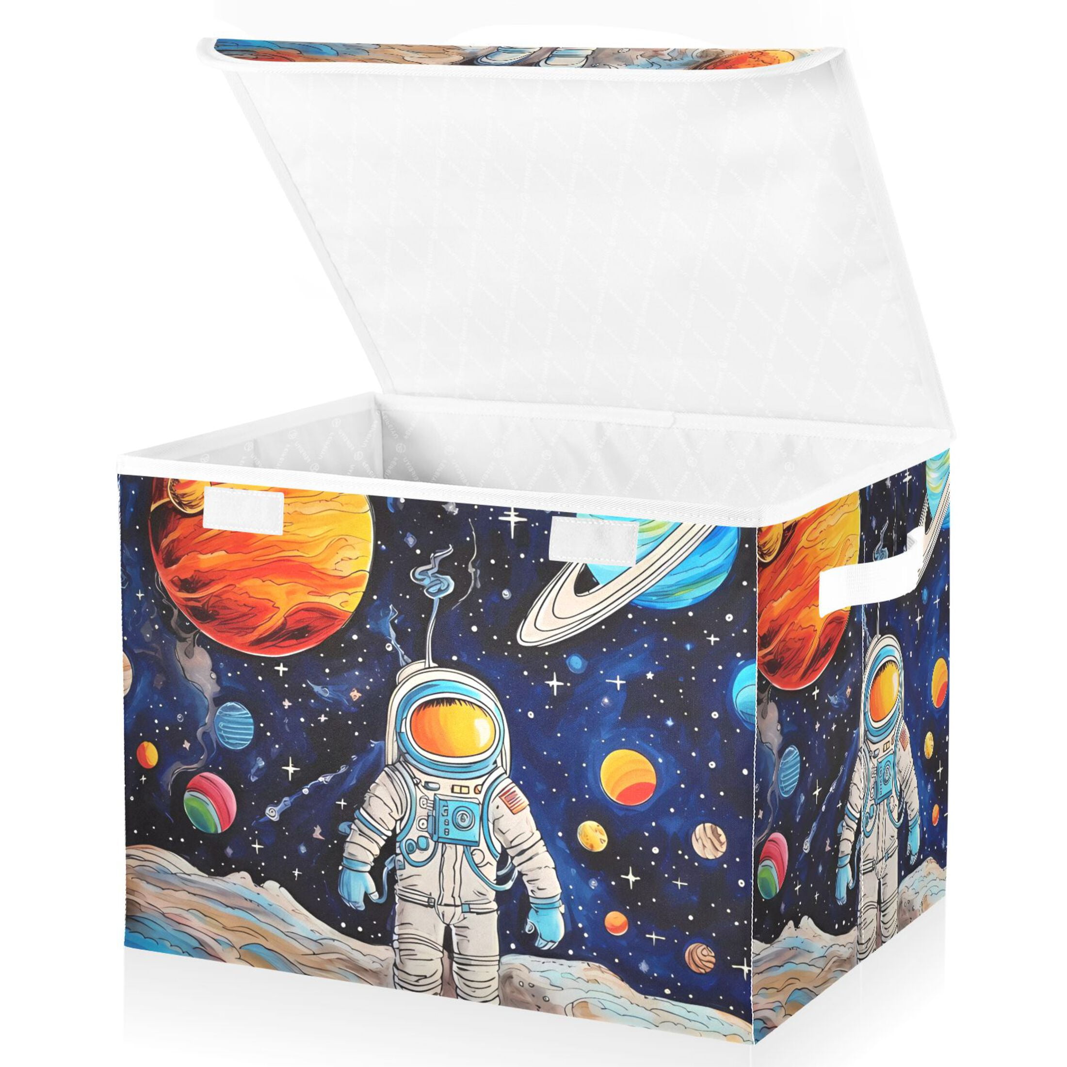 Space Universe Astronaut Large Lidded Bin Foldable Storage Baskets ...