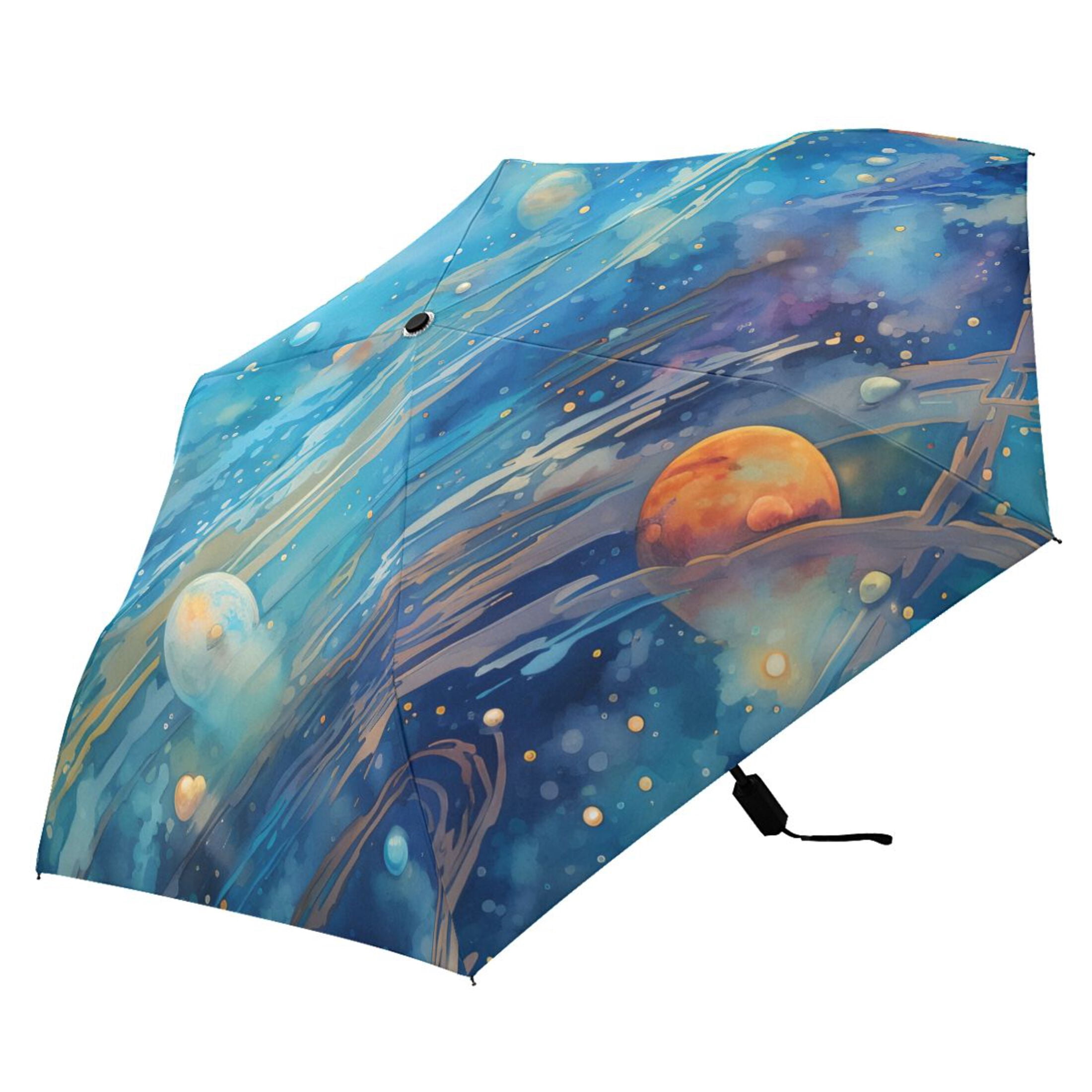 Space Universe Compact Folding Umbrella for Rain Windproof Travel ...