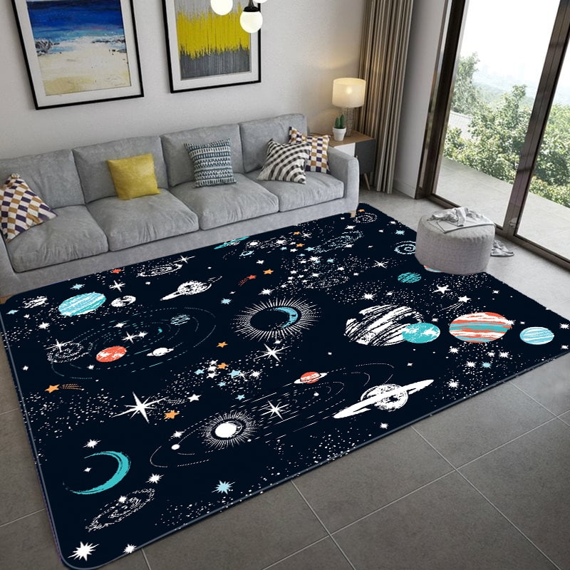Space Universe Planet Floor Mat Living Room Large Area Rug Kids Bedroom ...