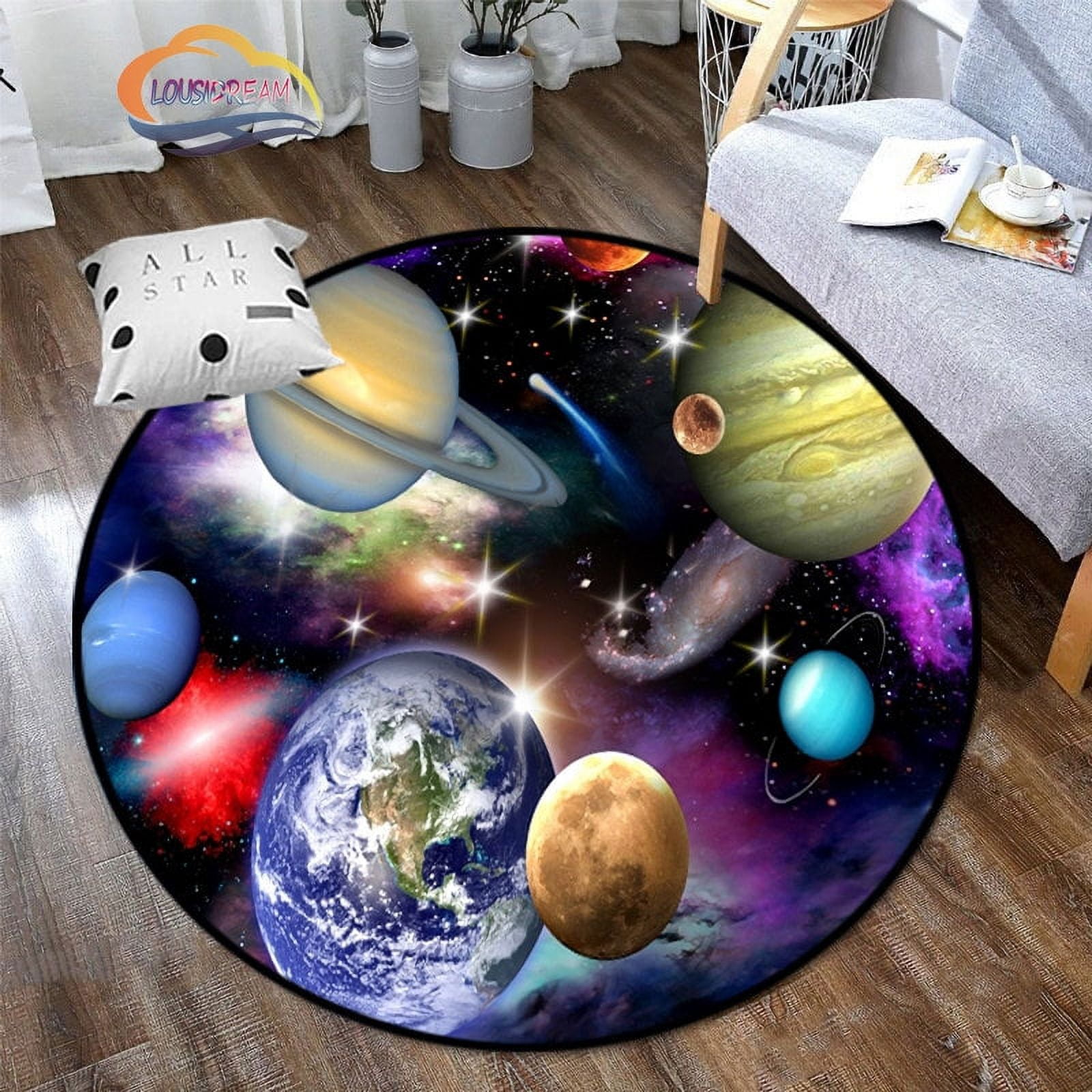 Space Universe Vector Ufo and Many Planets In Galaxy Round Bedroom ...