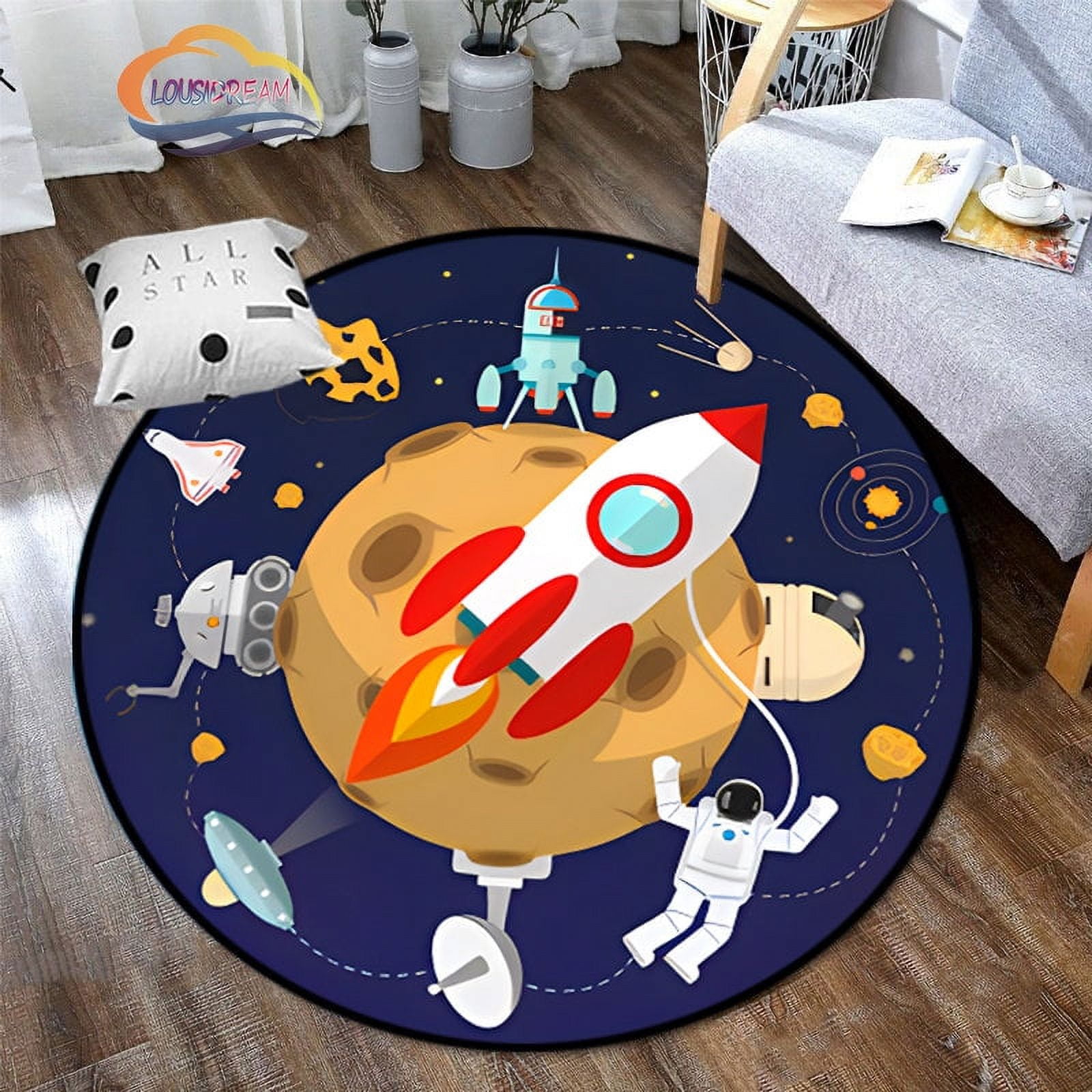 Space Universe Vector Ufo and Many Planets In Galaxy Round Bedroom ...