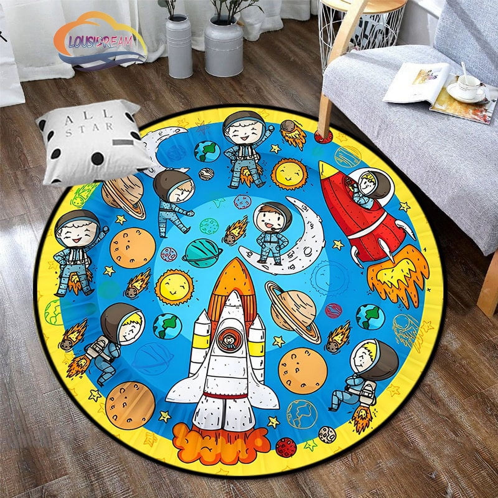 Space Universe Vector Ufo and Many Planets In Galaxy Round Bedroom ...