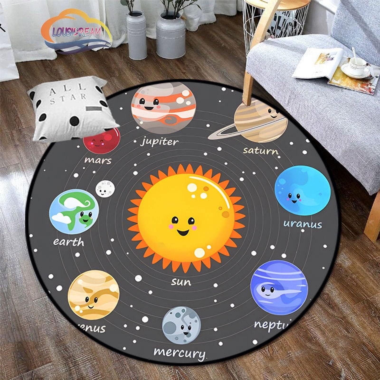 Space Universe Vector Ufo and Many Planets In Galaxy Round Bedroom ...