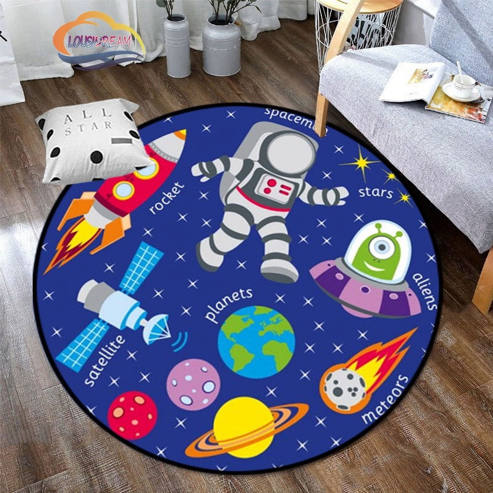 Space Universe Vector Ufo and Many Planets In Galaxy Round Bedroom ...