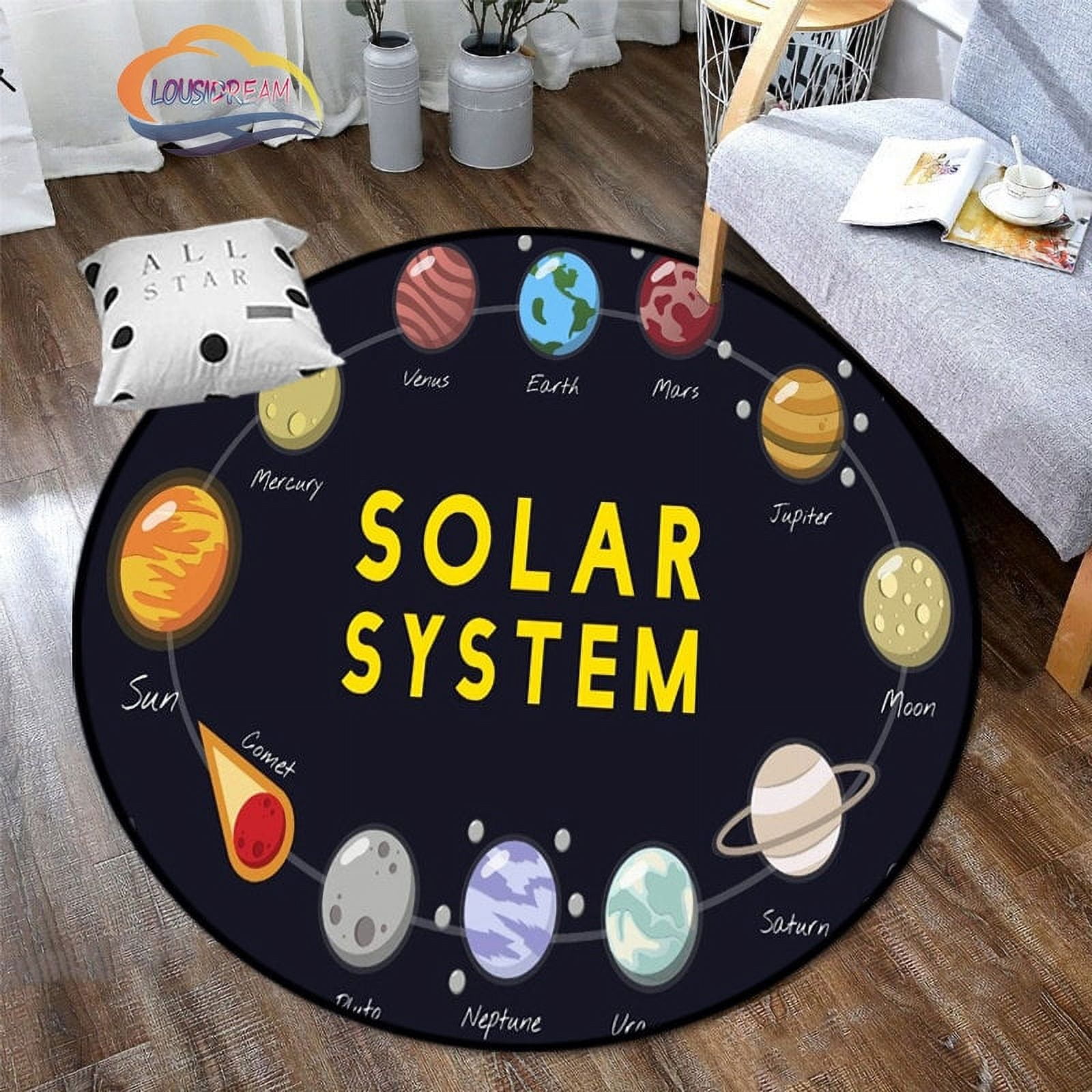 Space Universe Vector Ufo and Many Planets In Galaxy Round Bedroom ...