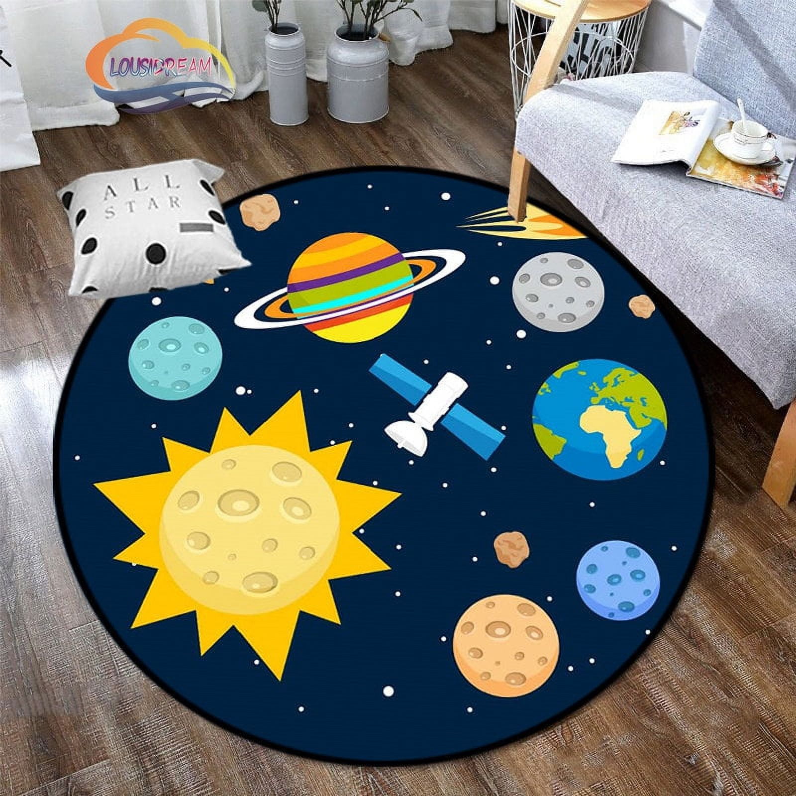 Space Universe Vector Ufo and Many Planets In Galaxy Round Bedroom ...