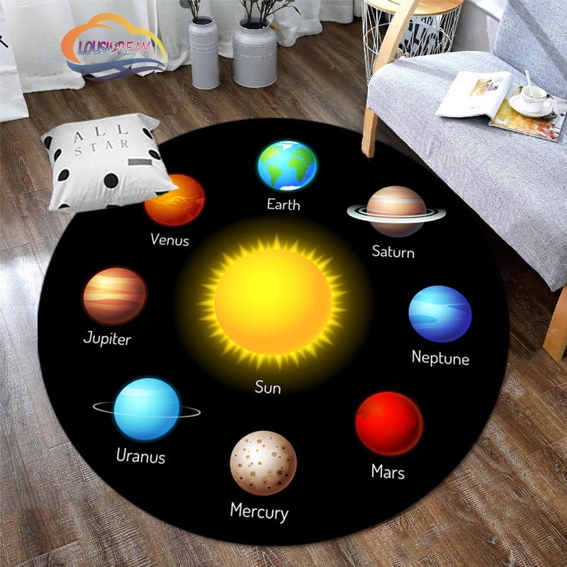 Space Universe Vector Ufo and Many Planets In Galaxy Round Bedroom ...