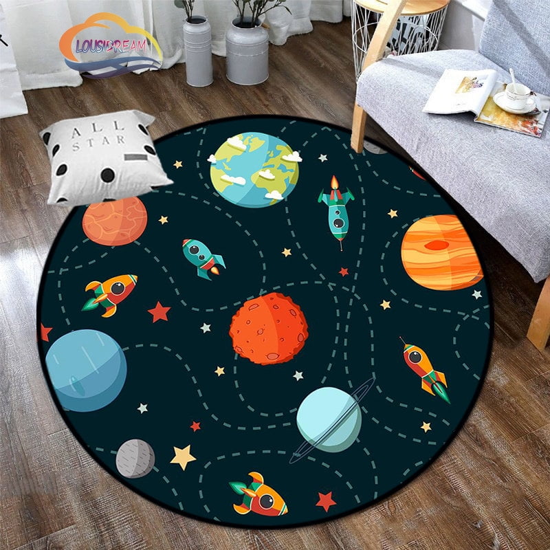 Space Universe Vector Ufo and Many Planets In Galaxy Round Bedroom ...