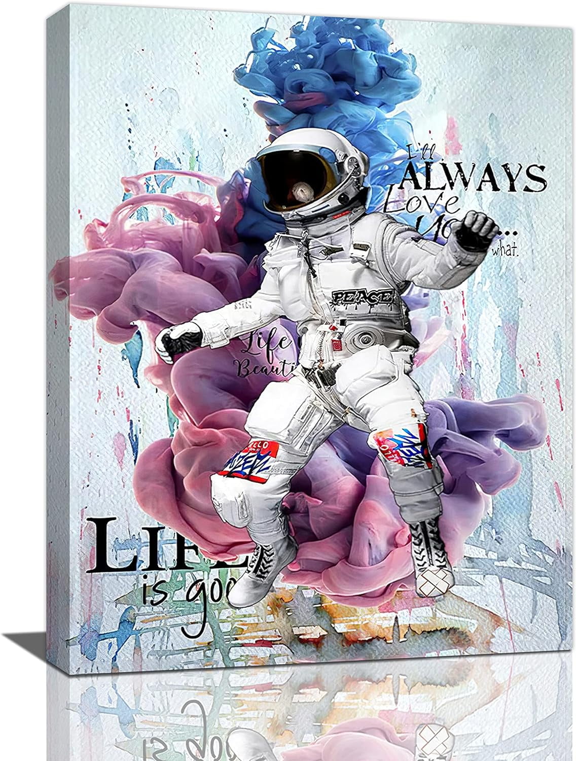 Space Wall Art Banksy Astronaut Pictures Wall Decor Watercolor Spaceman ...