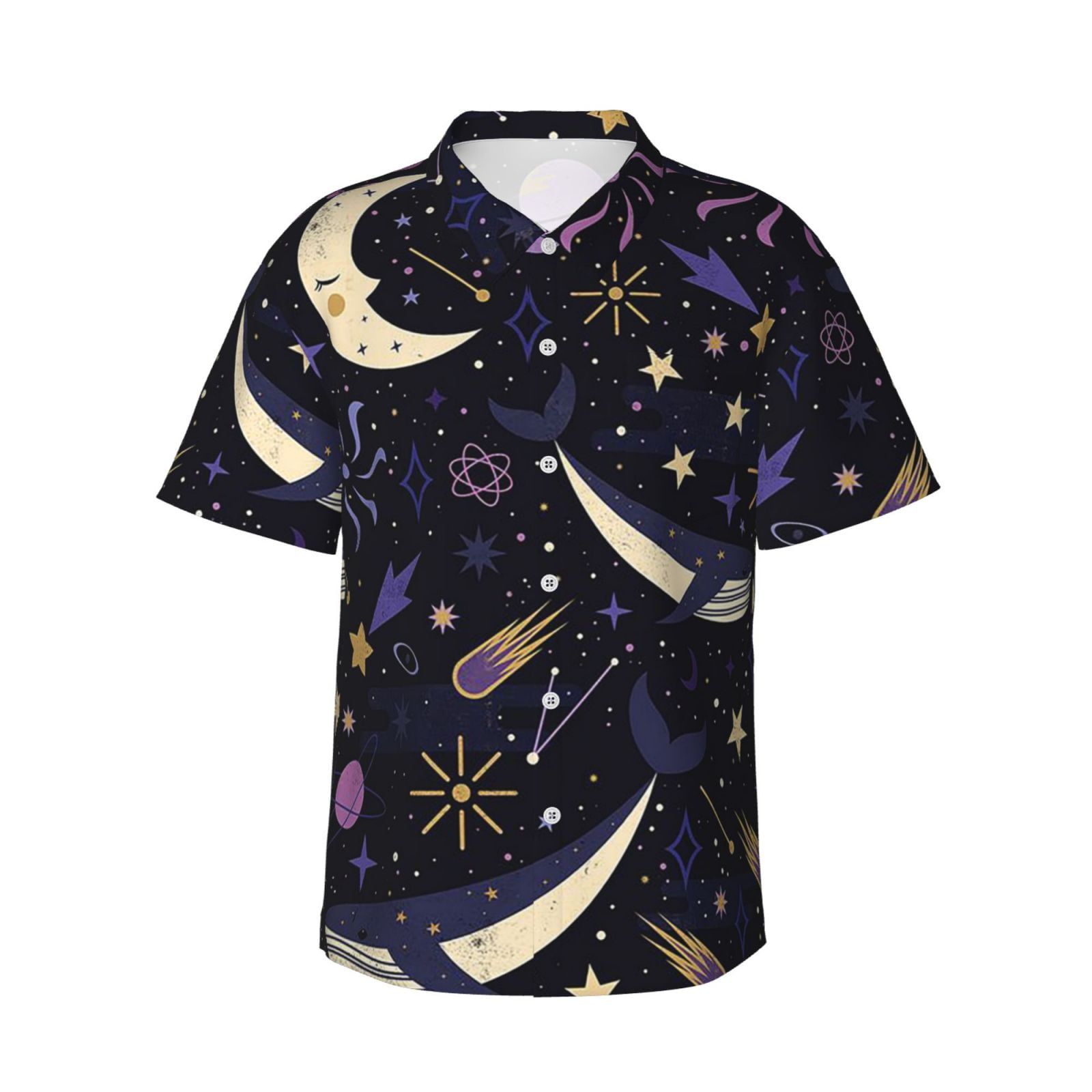 Space Whale Men'S 3d Print Casual Button Down Shirts, Novelty Hawaiian ...