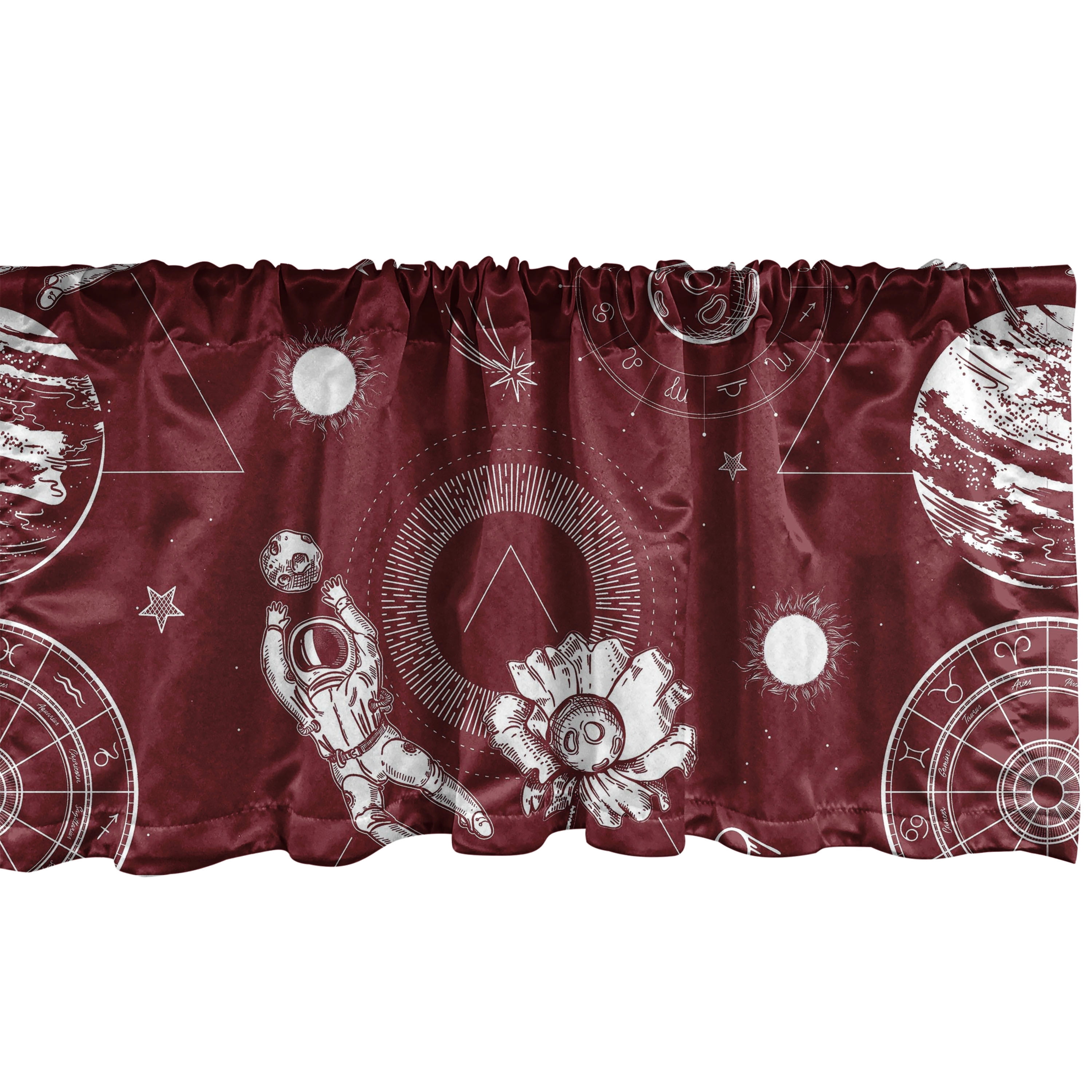 Space Window Valance, Outer Space Inspired Astronaut and Moon Sketch ...