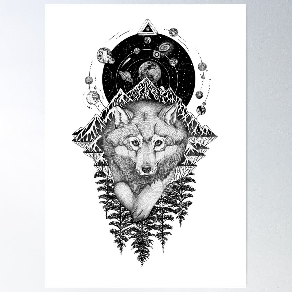 Space Wolf Poster, 24x36 UNFRAMED - Walmart.com