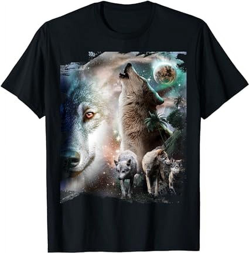 Space Wolves Wolf Howling At Moon T-Shirt - Walmart.com