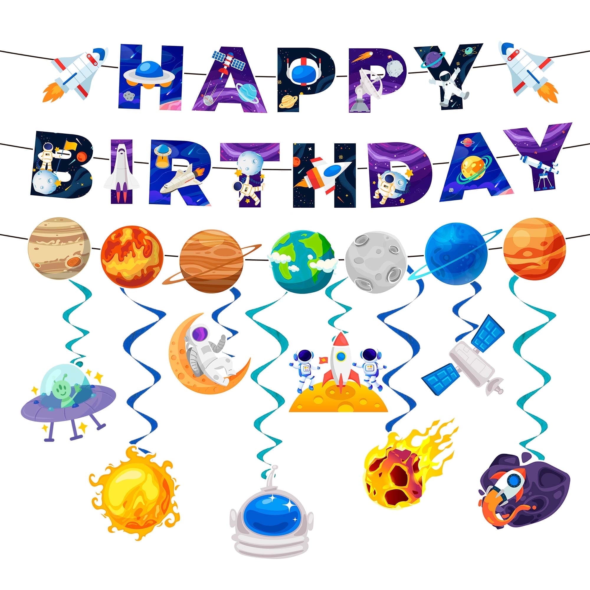 Outer Space Birthday Party Decorations Set - Space Themed Happy ...