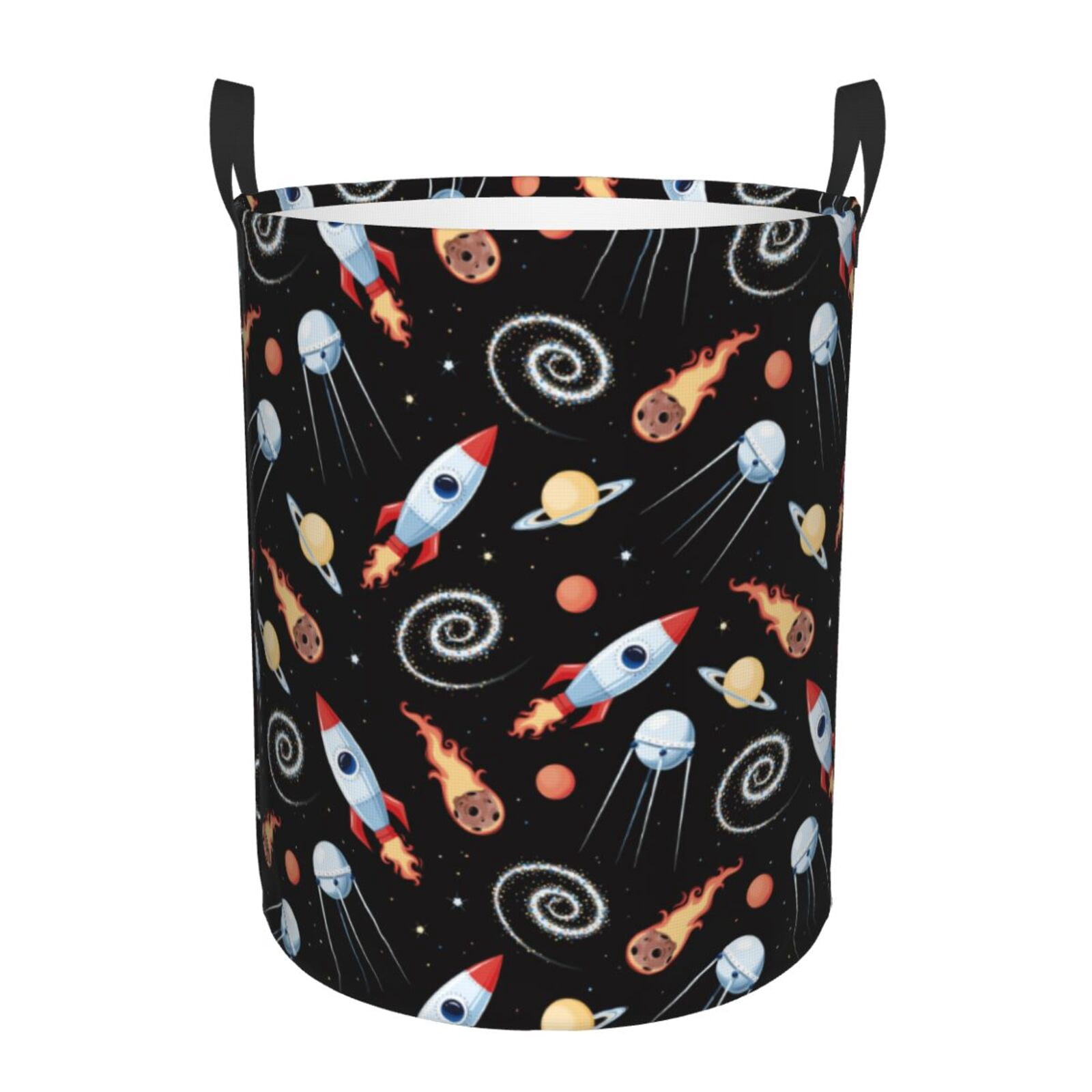 Space rocket B Round Laundry Basket, Laundry Hamper with Handle ...