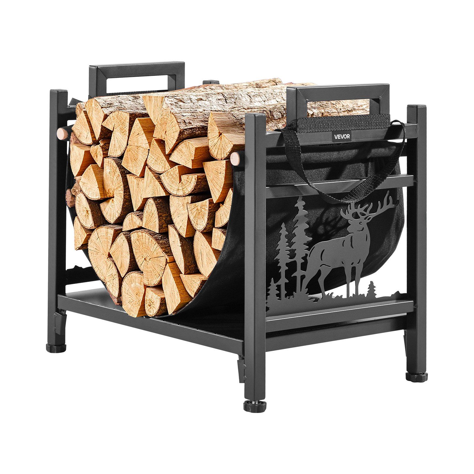 Space-saving 1.5-foot curved firewood stand, 40-pound capacity indoor ...