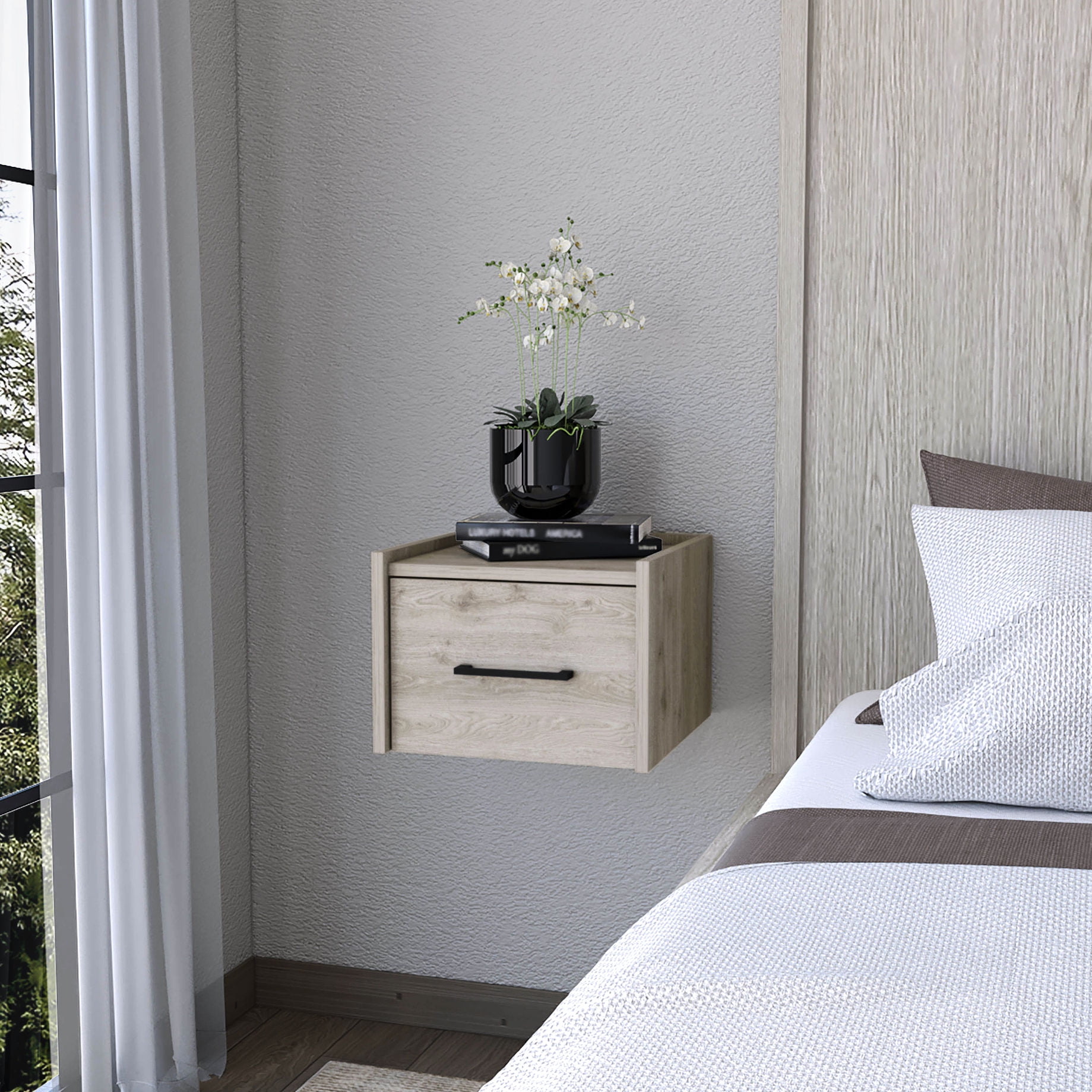 Space-saving Floating Nightstand / Bedroom Storage with Drawer / Easy ...