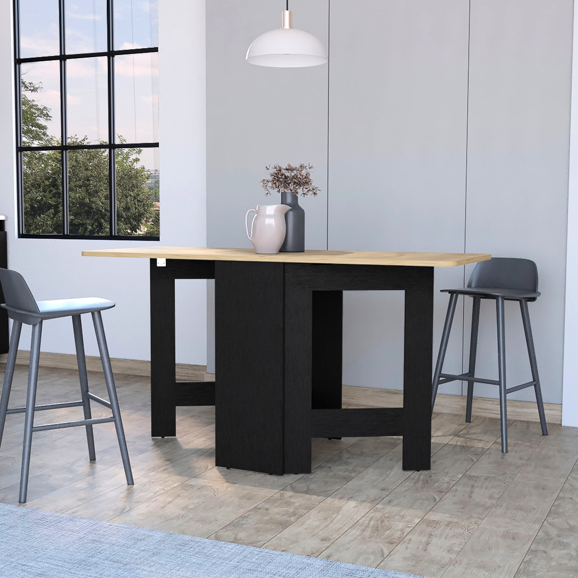Space-saving Folding Table In Black And - Rectangular Shape, Multi ...