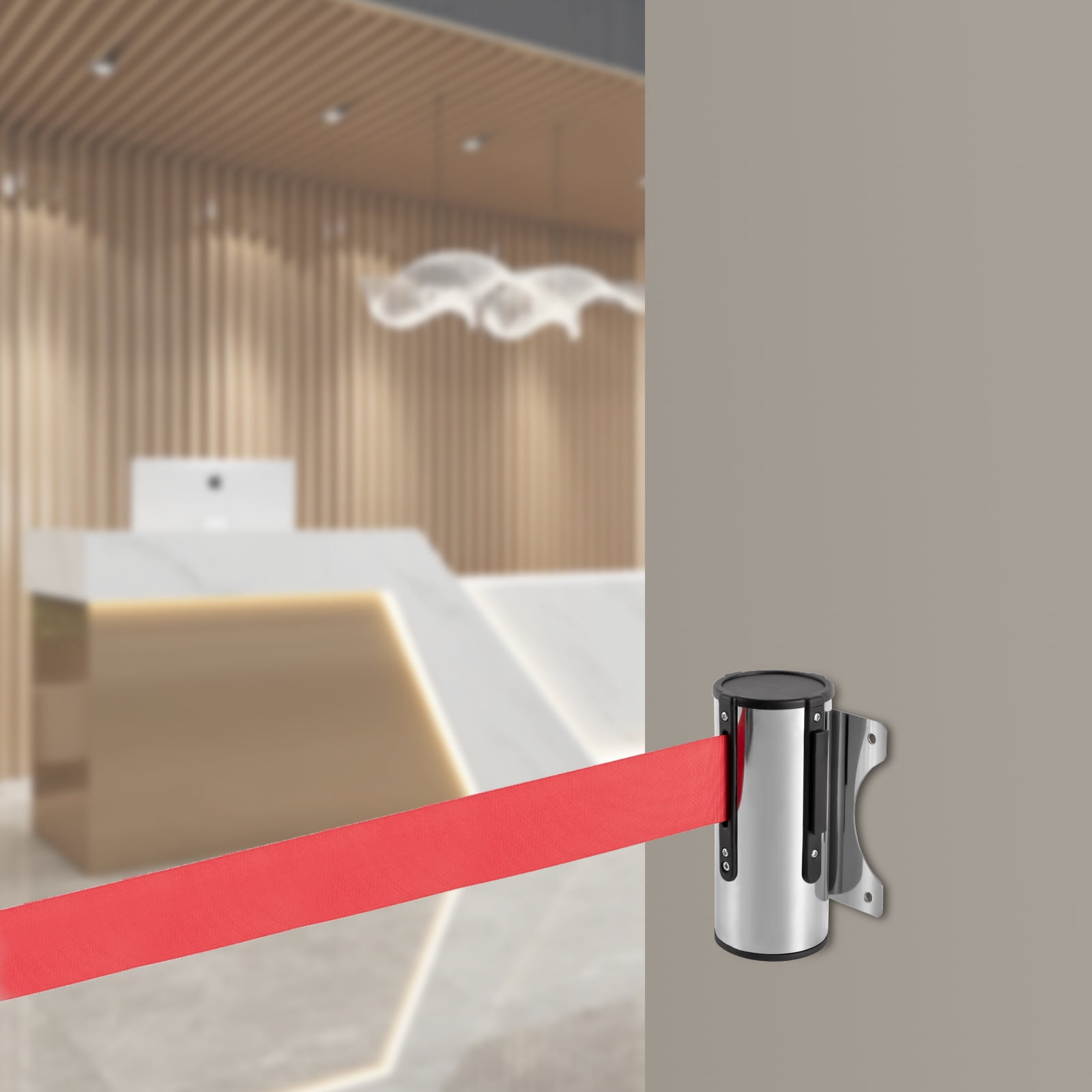 Space-saving Wall Mounted Retractable Belt Barrier Stainless Steel Rope ...